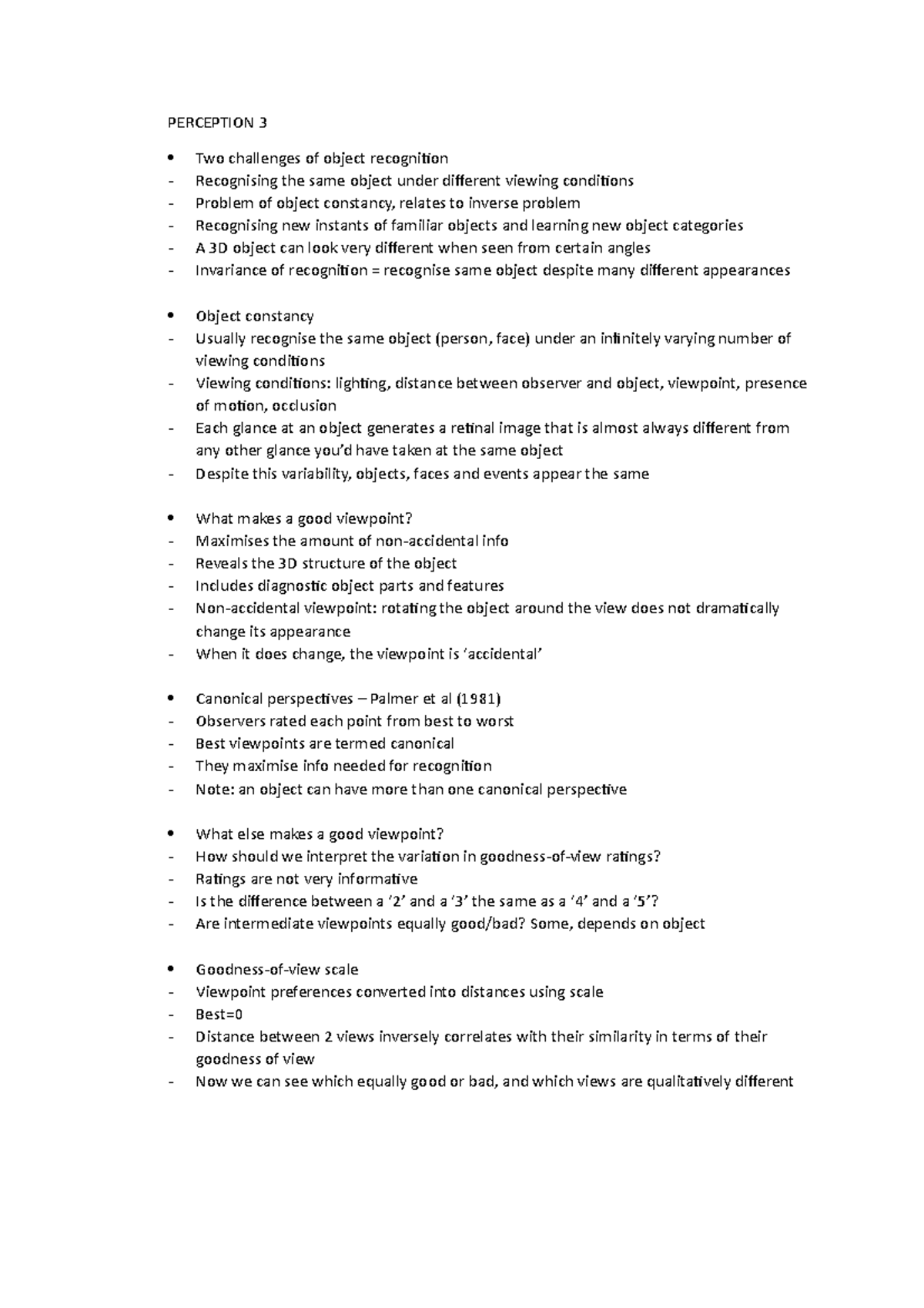 Cognitive psych 2 lecture 7 - PERCEPTION 3 Two challenges of object ...