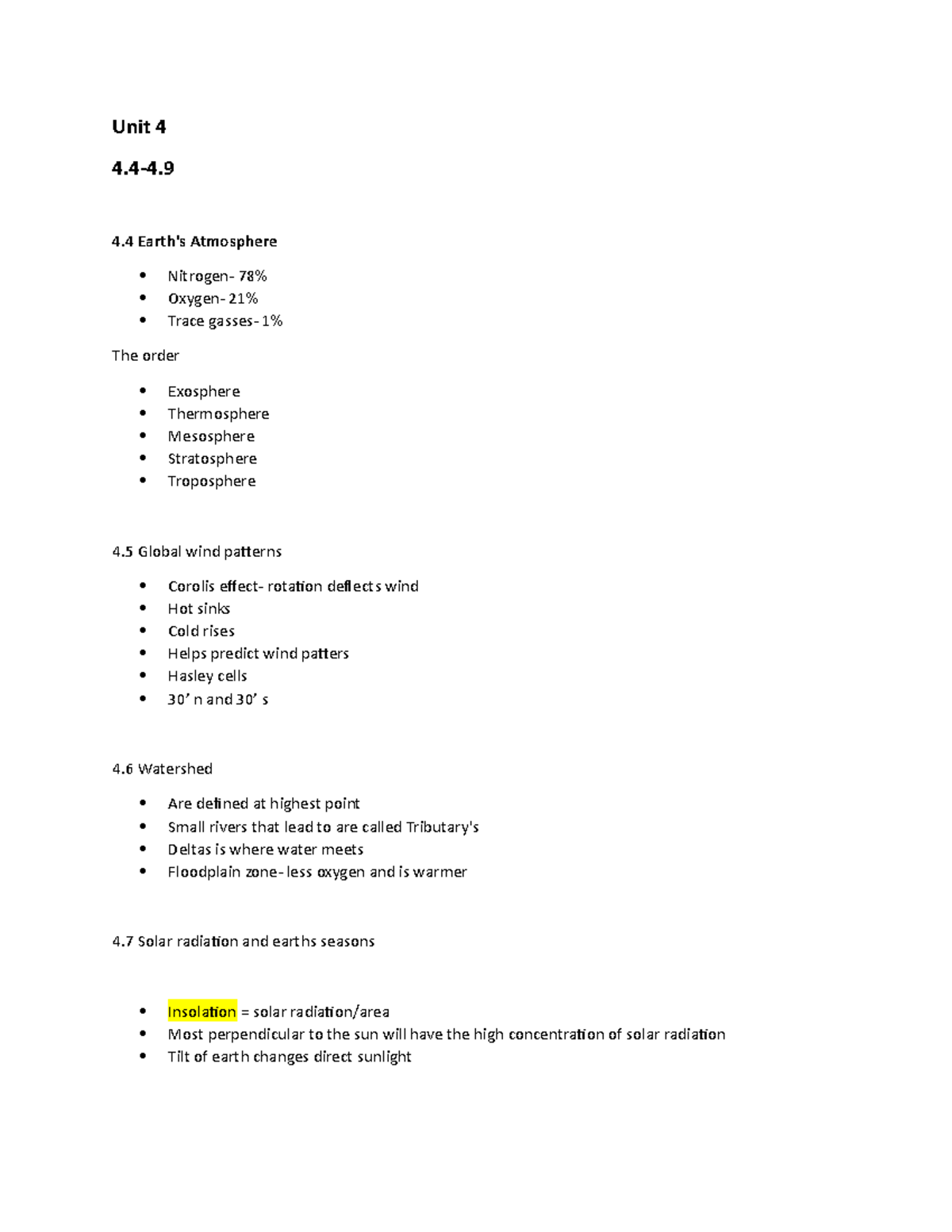 unit 4 notes, earths atmosphere - Unit 4 4-4. 4 Earth's Atmosphere ...