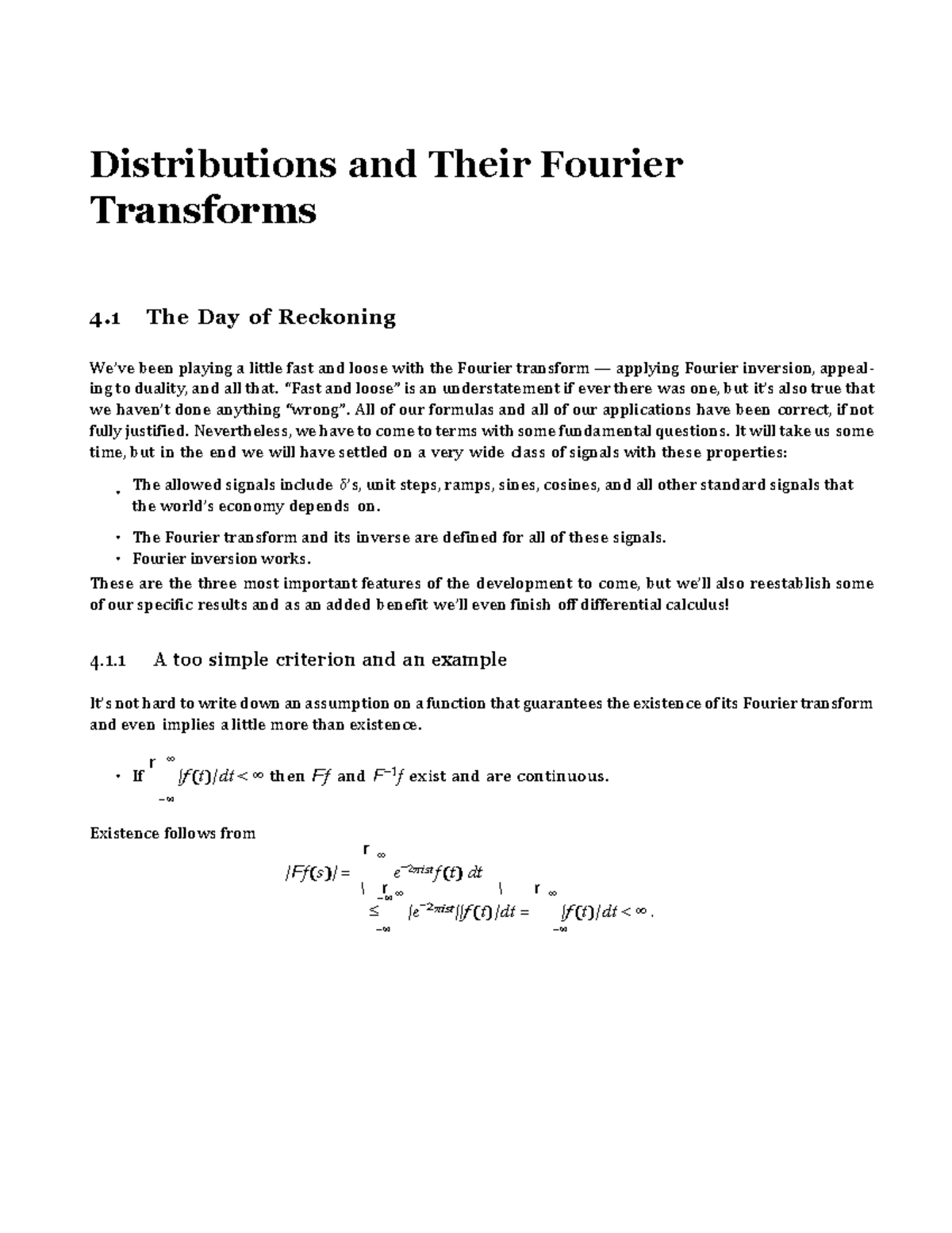 Distributions and Their Fourier Transforms - r \ −∞ \ Distributions and ...