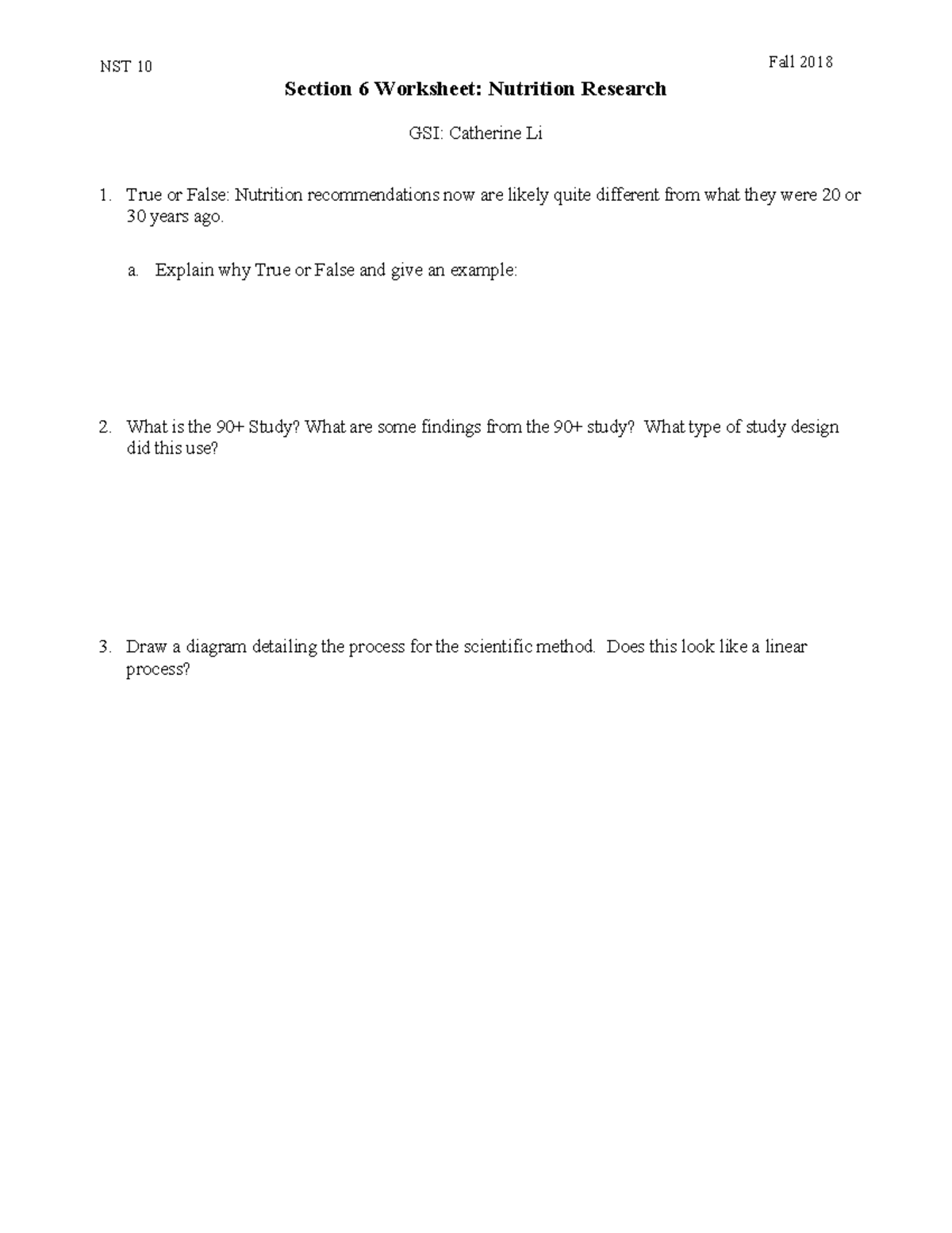 NST 10 Nutrition Research Worksheet-Fall 2018 CL - Section 6 Worksheet ...