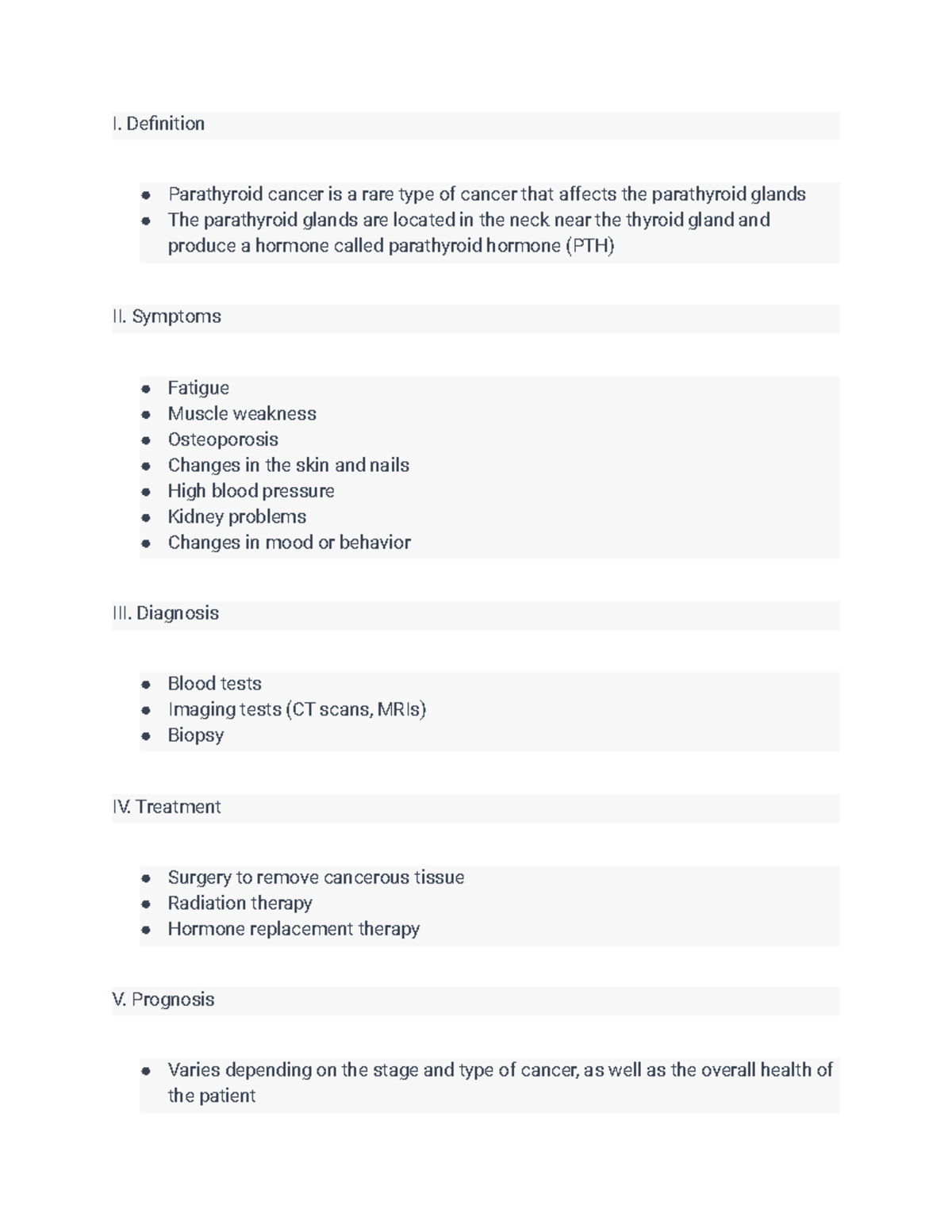 parathyroid cancer study guide - I. Definition Parathyroid cancer is a ...