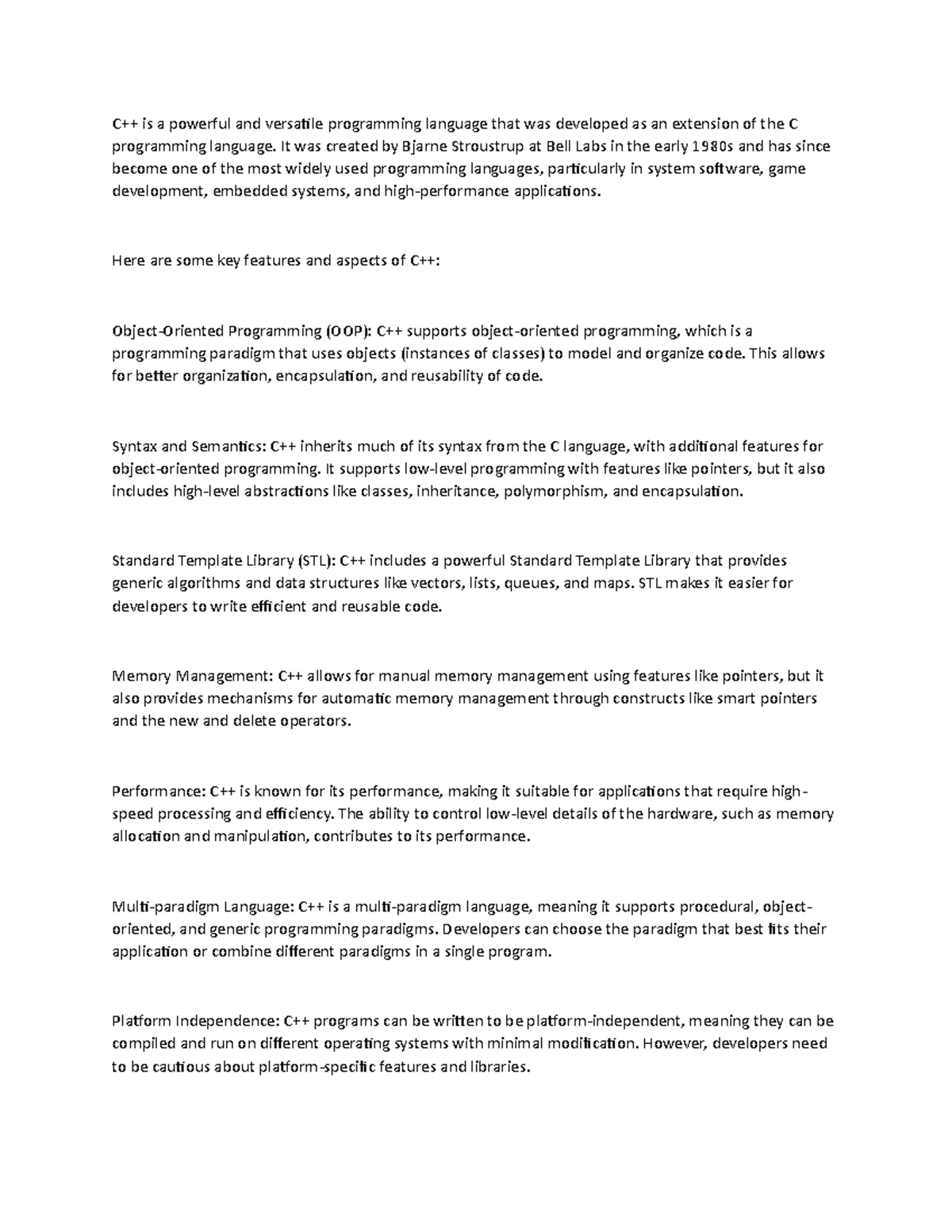 C++ - Programming Language - C++ is a powerful and versatile programming language that was ...