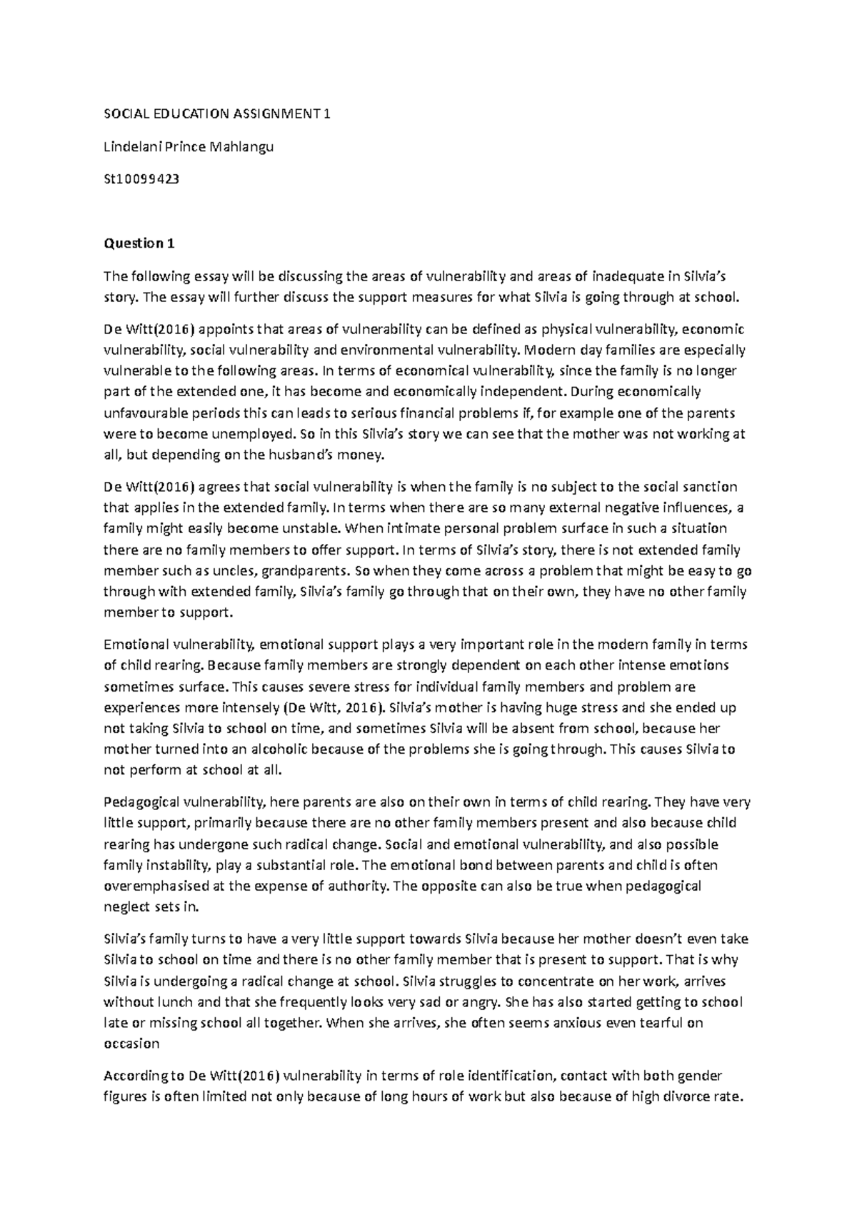 Social Education Assignment 1 Social Education Assignment 1 Lindelani