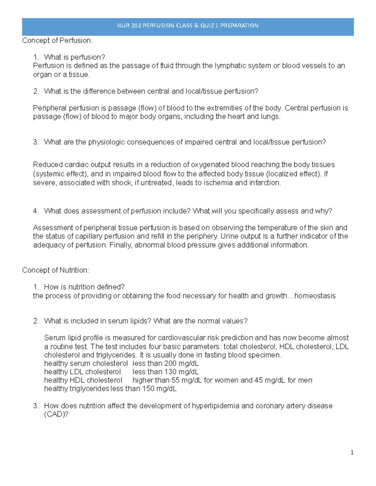 Week 1 Class Prep - Concept of Perfusion: What is perfusion? Perfusion ...