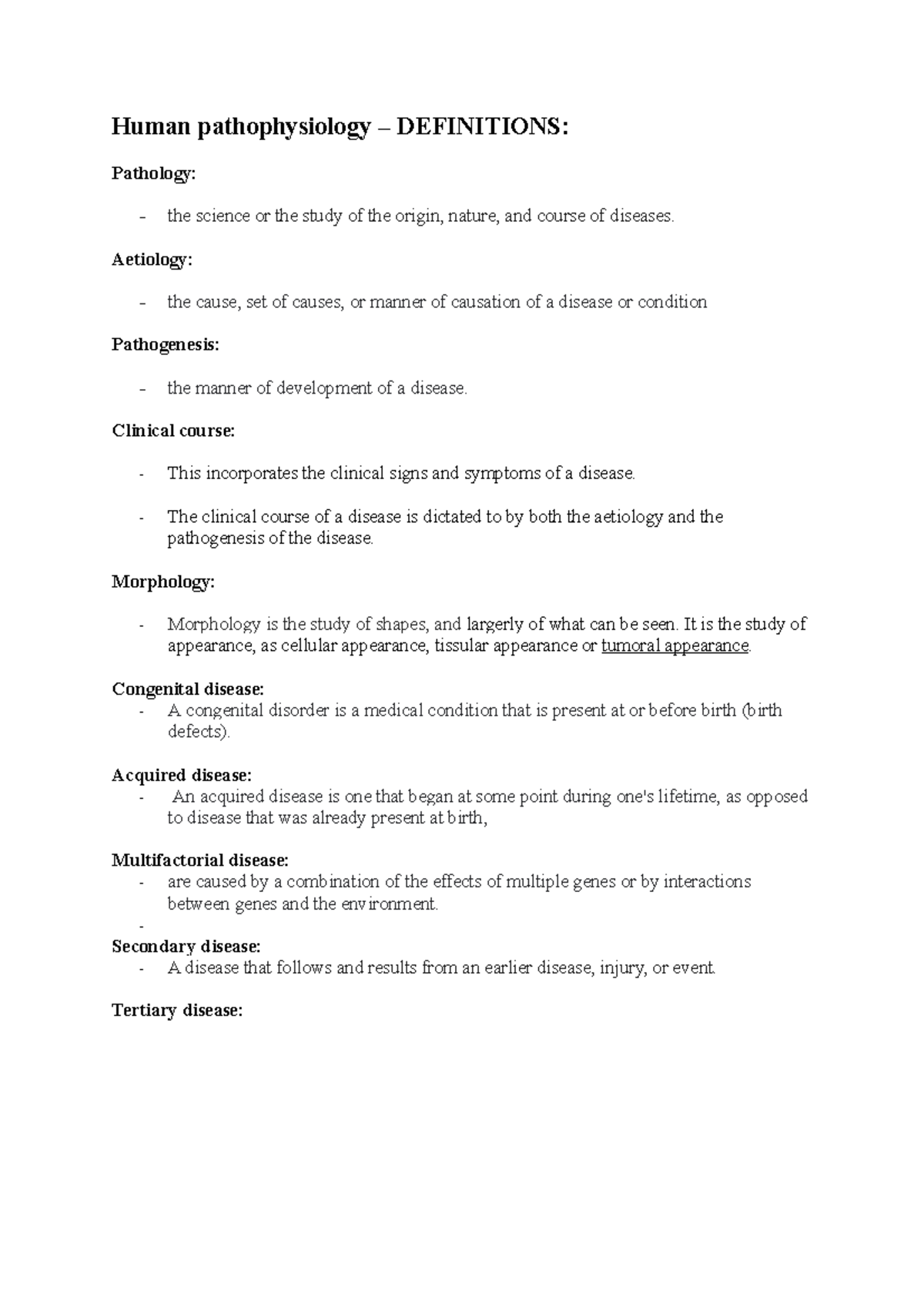 Human pathophysiology - Definitions - Human pathophysiology ...