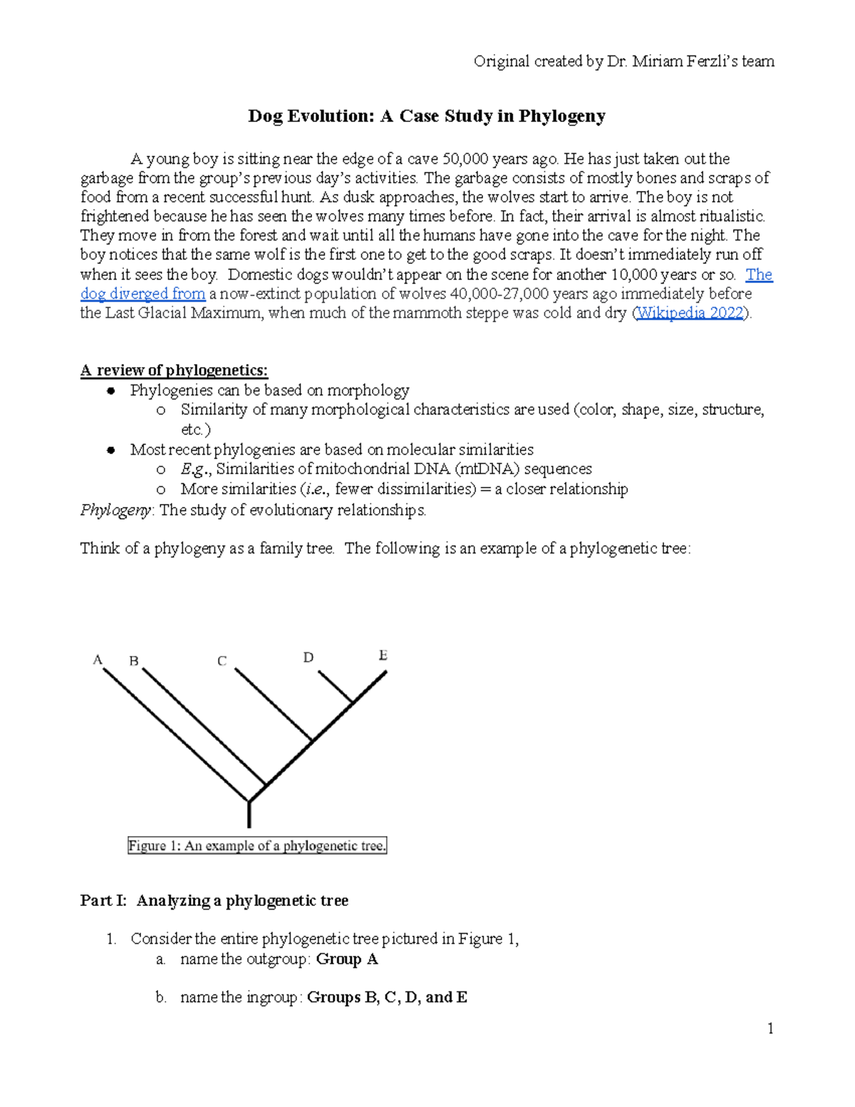 Phylogeny Dog Case - Answers to dog case and notes for phylogenetic ...