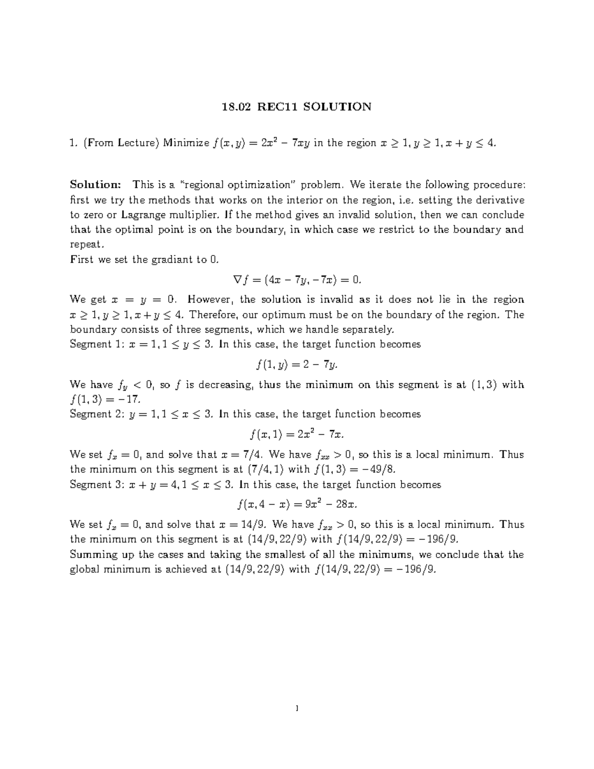 02rec11sol Recitation Optional Bi Weekly Assignments Taken From Lecture Content To Prepare