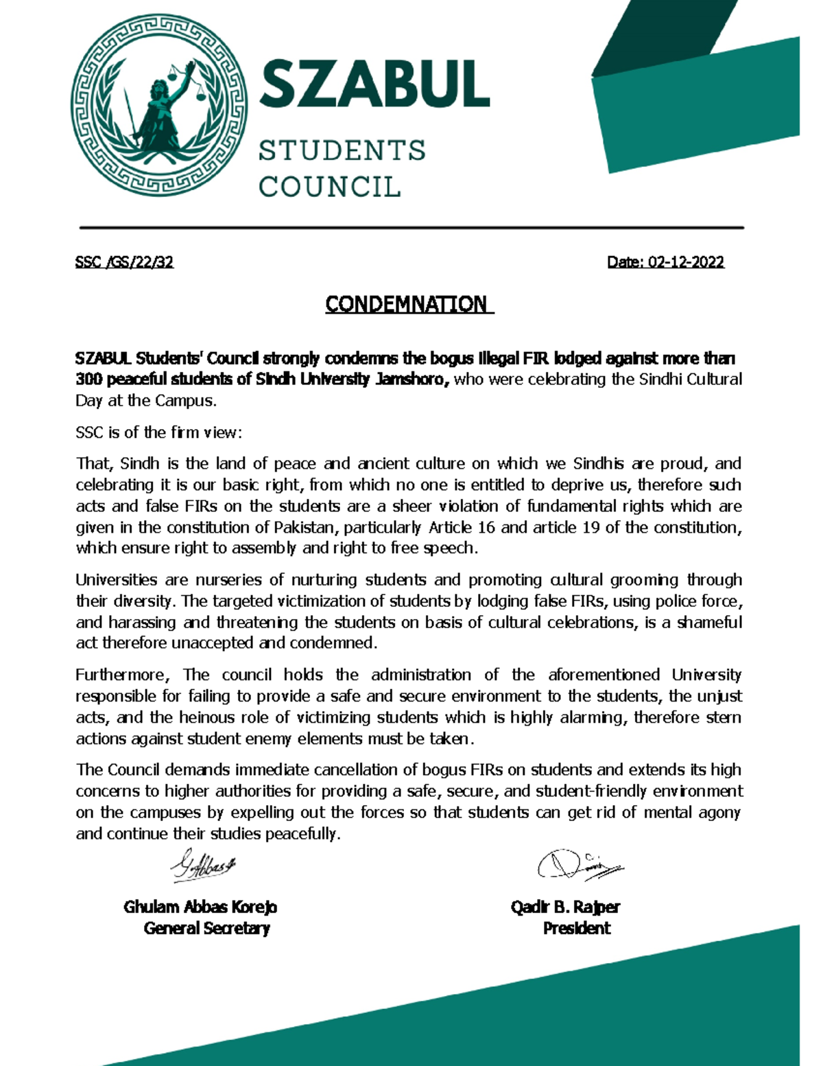 AAA SSC Format - awesonme - SSC /GS/22/32 Date: 02-12- CONDEMNATION ...