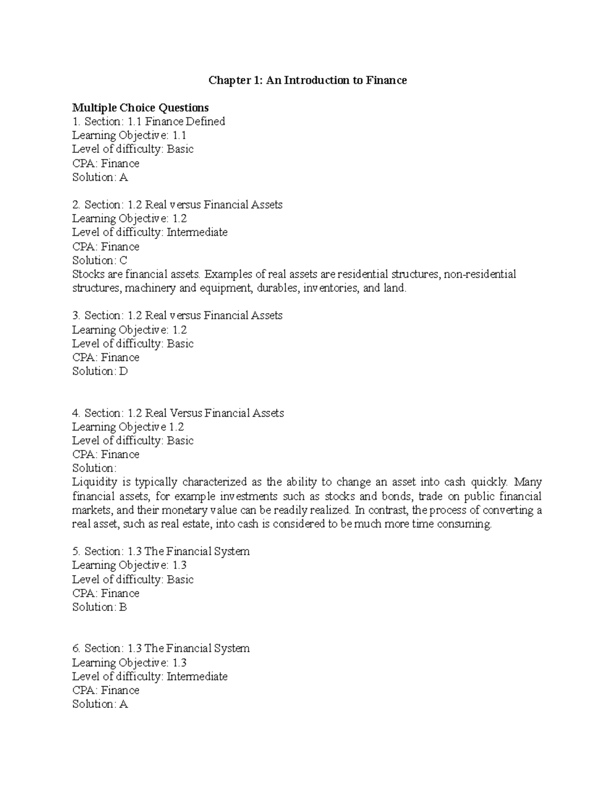 Lesson 6 Chapter 9 - Solutions to homework problems - Chapter 1: An Introduction to Finance ...