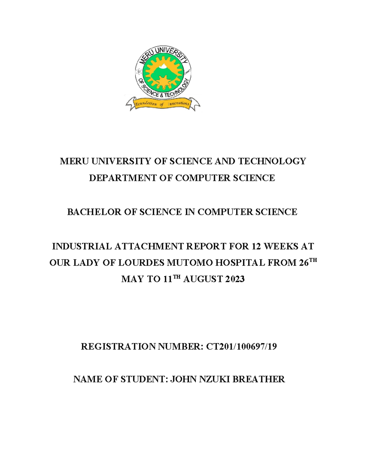 Final Report Bryther - MERU UNIVERSITY OF SCIENCE AND TECHNOLOGY DEPARTMENT OF COMPUTER SCIENCE ...