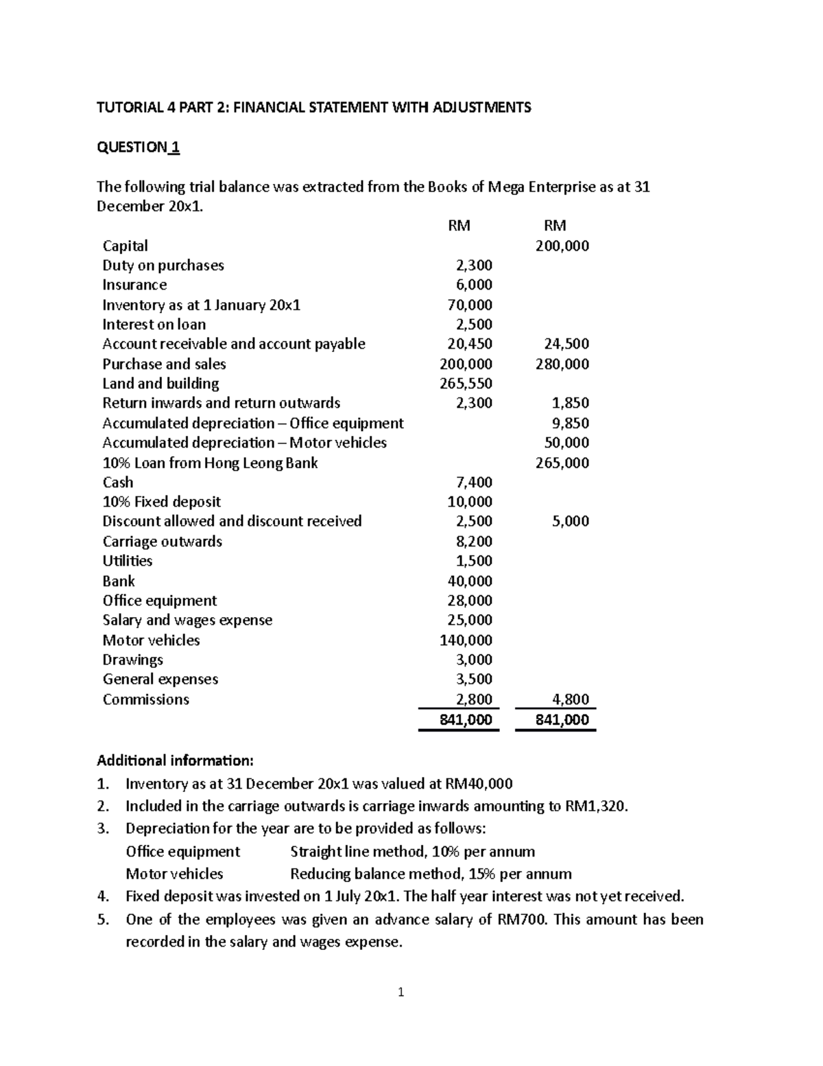 W7-Tutorial 4 Part 2-Fin Stat w Adjust Question - TUTORIAL 4 PART 2: FINANCIAL STATEMENT WITH ...