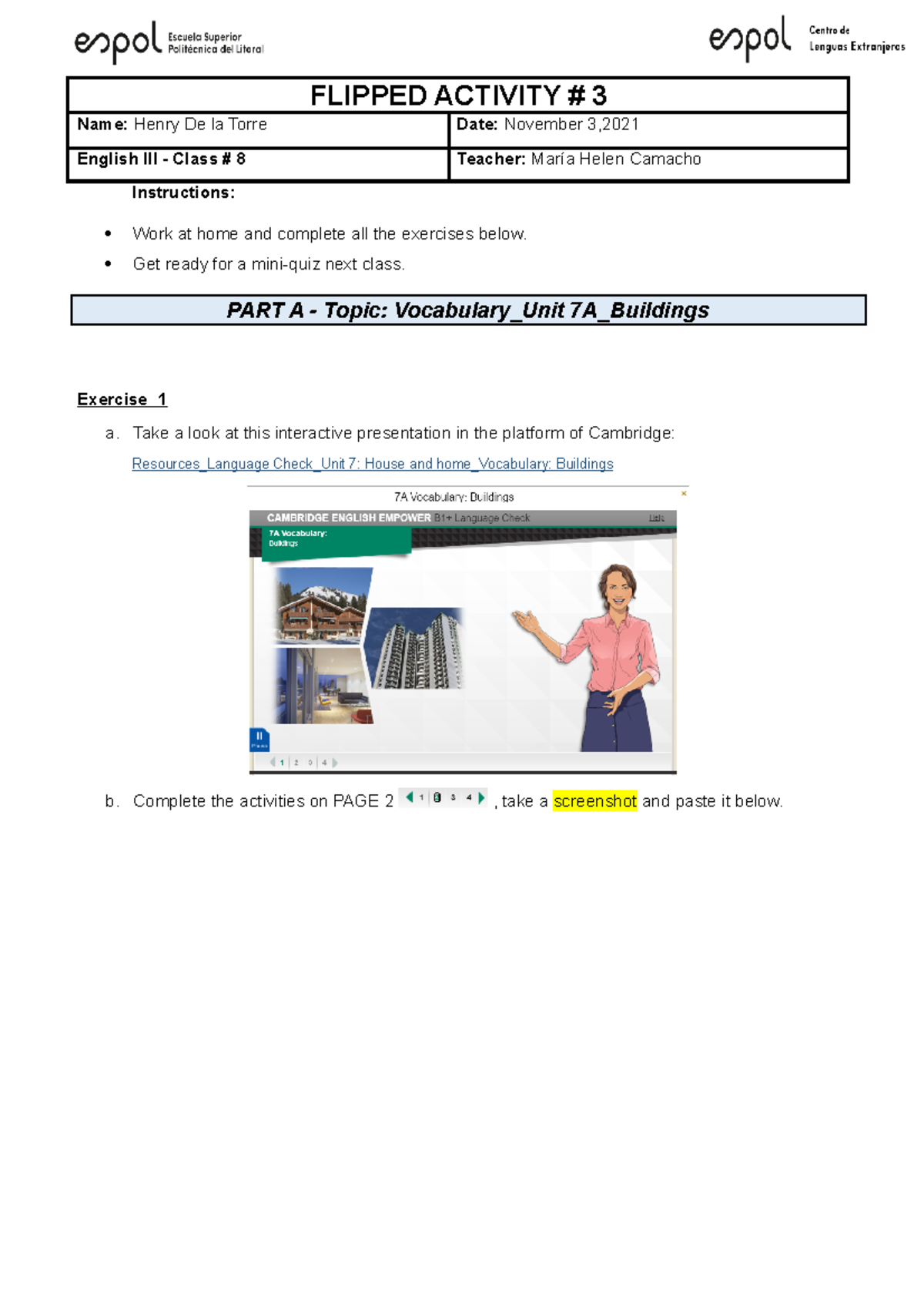 Flipped 3 UNIT 7A Vocabulary Buildings Modals of Deduction - FLIPPED ...