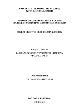 Individual assignment - COLLEGE OF COMPUTING, INFORMATICS AND MEDIA UNIVERSITI TEKNOLOGI MARA ...