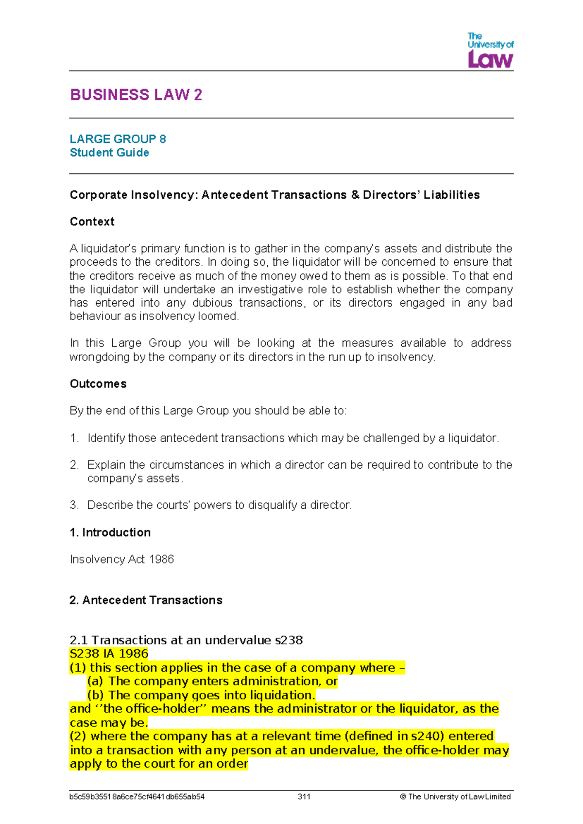Student guide - bl2 unit 8 - BUSINESS LAW 2 LARGE GROUP 8 Student Guide ...