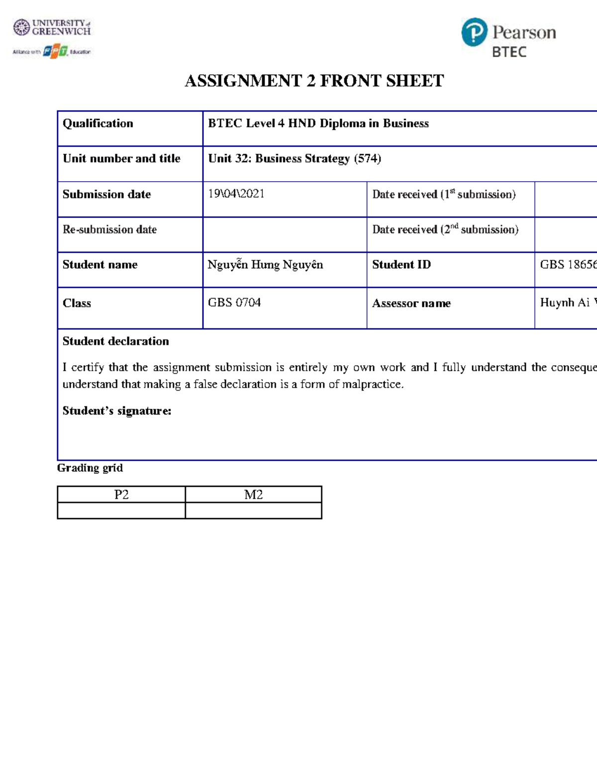 514793402 Unit 32 574 AS2 New Frontsheet FLM - ASSIGNMENT 2 FRONT SHEET ...