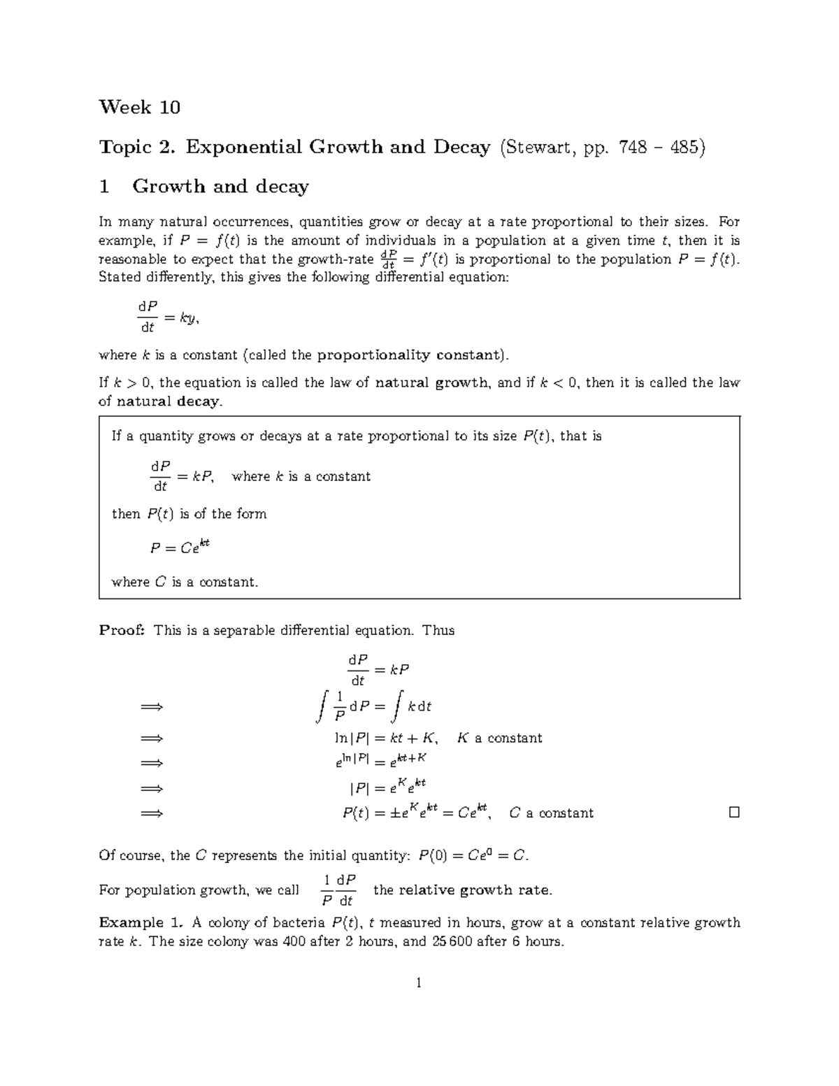 Week 10.2E Exponential Growth and Decay - Week 10 Topic 2. Exponential ...
