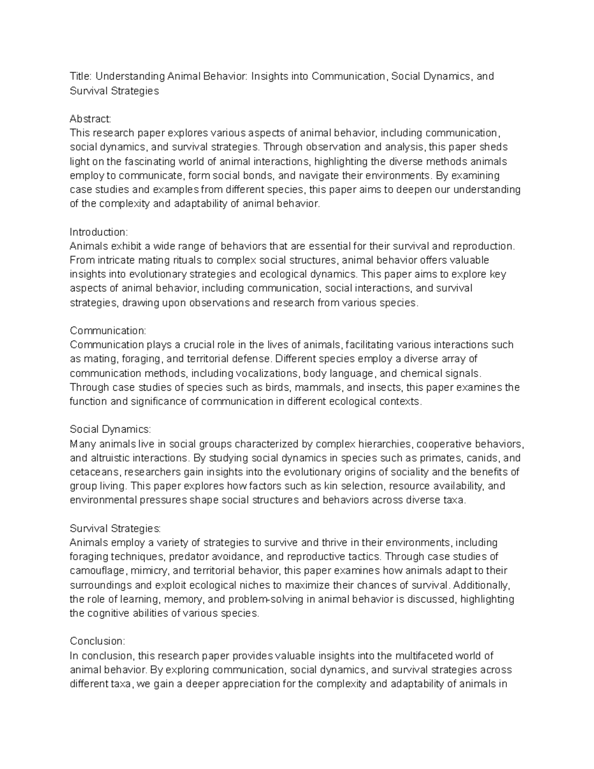 Animals - Through observation and analysis, this paper sheds light on ...