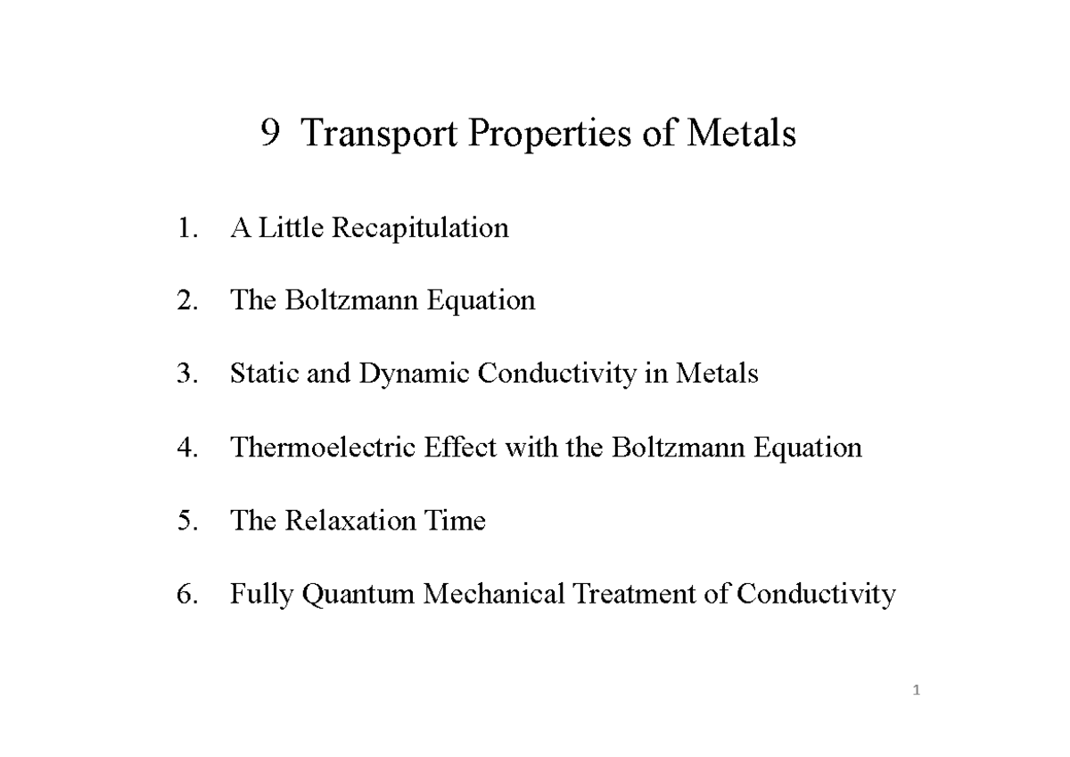 SST-9-Transport - Lecture note for solid state - 9 Transport Properties ...
