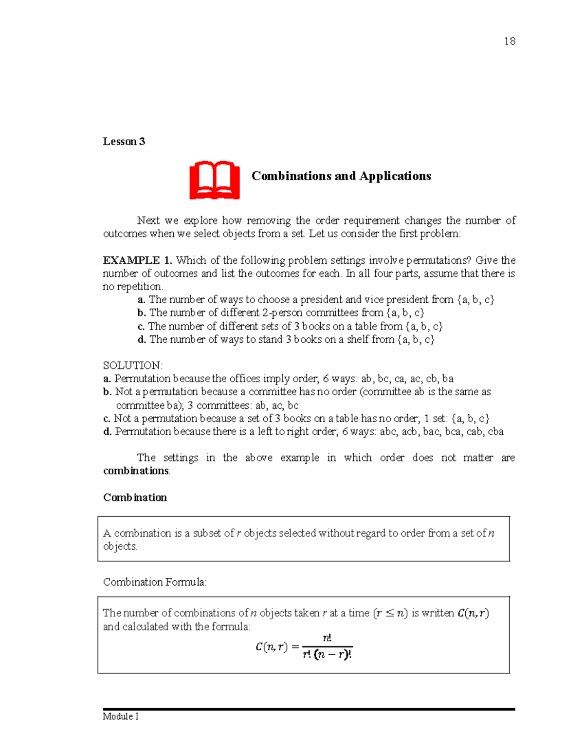 Lesson 3 Theory of Probability - Module I 18 Lesson 3 Next we explore ...