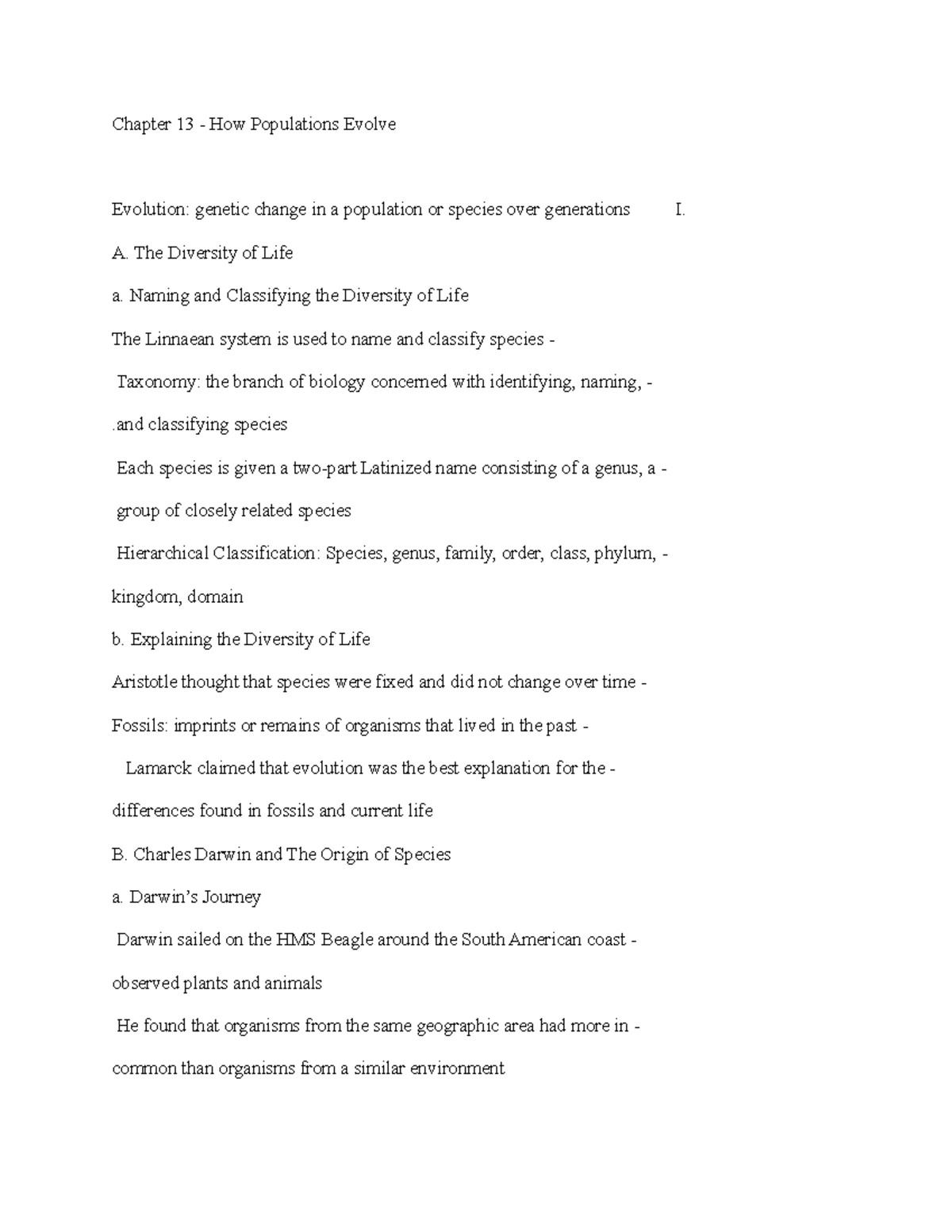Ch 13 Outline - Chapter 13 - How Populations Evolve I. Evolution ...