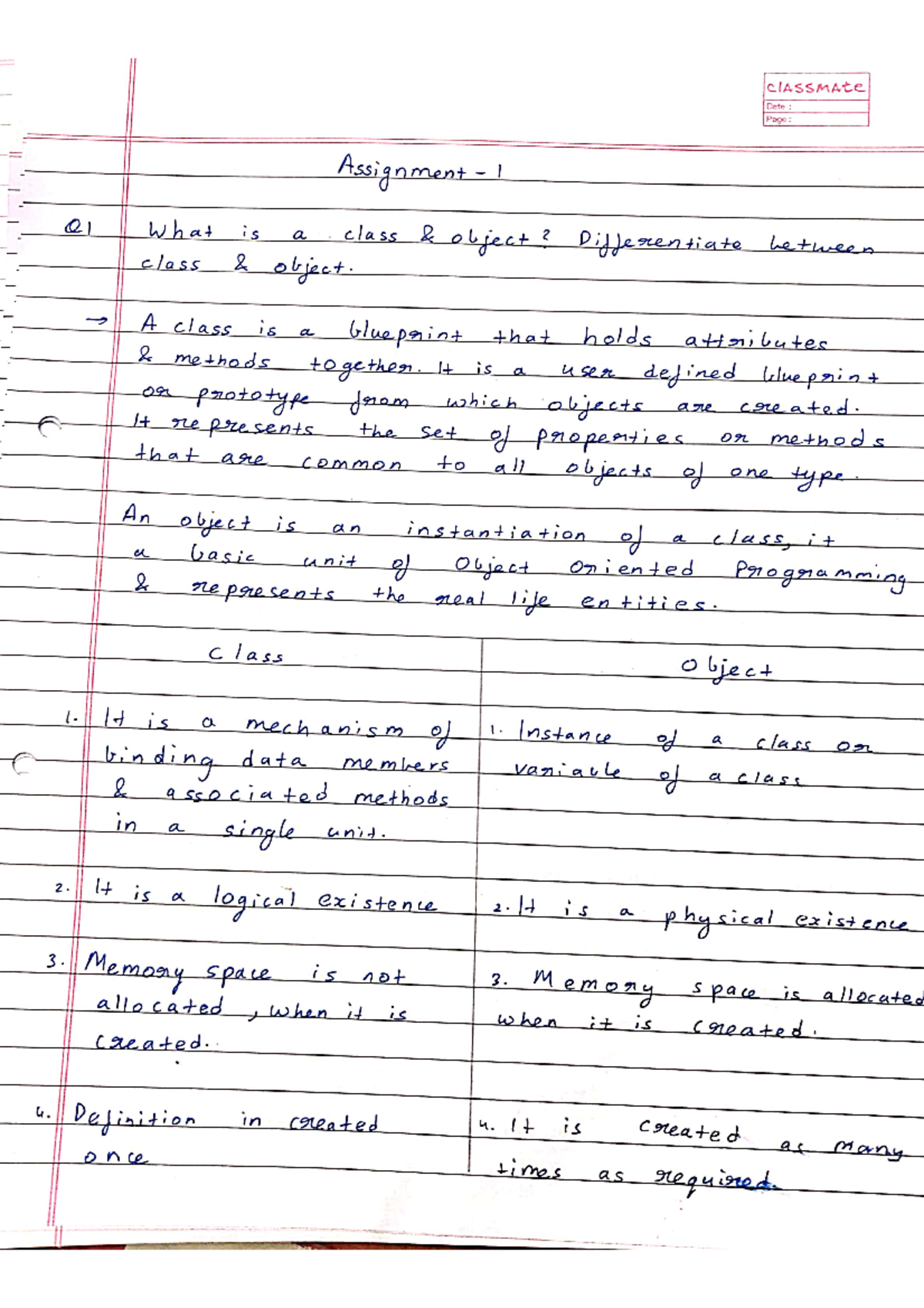 OOPS assignment - Notes - Computer Engineering - Studocu