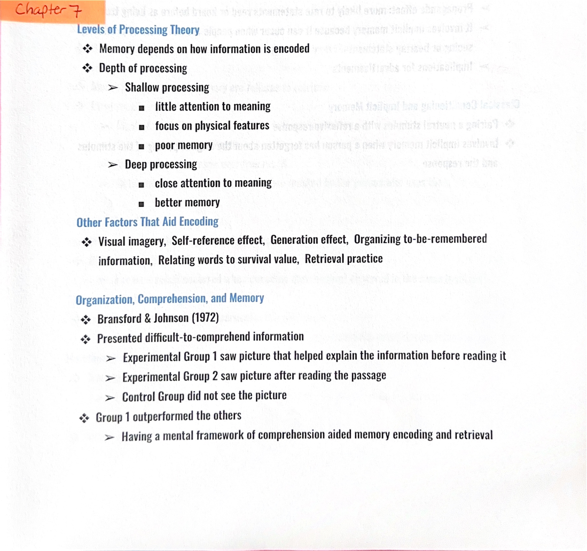 Chapter 7 - Professor John Riley - Chapter 7 Levels of Processing ...