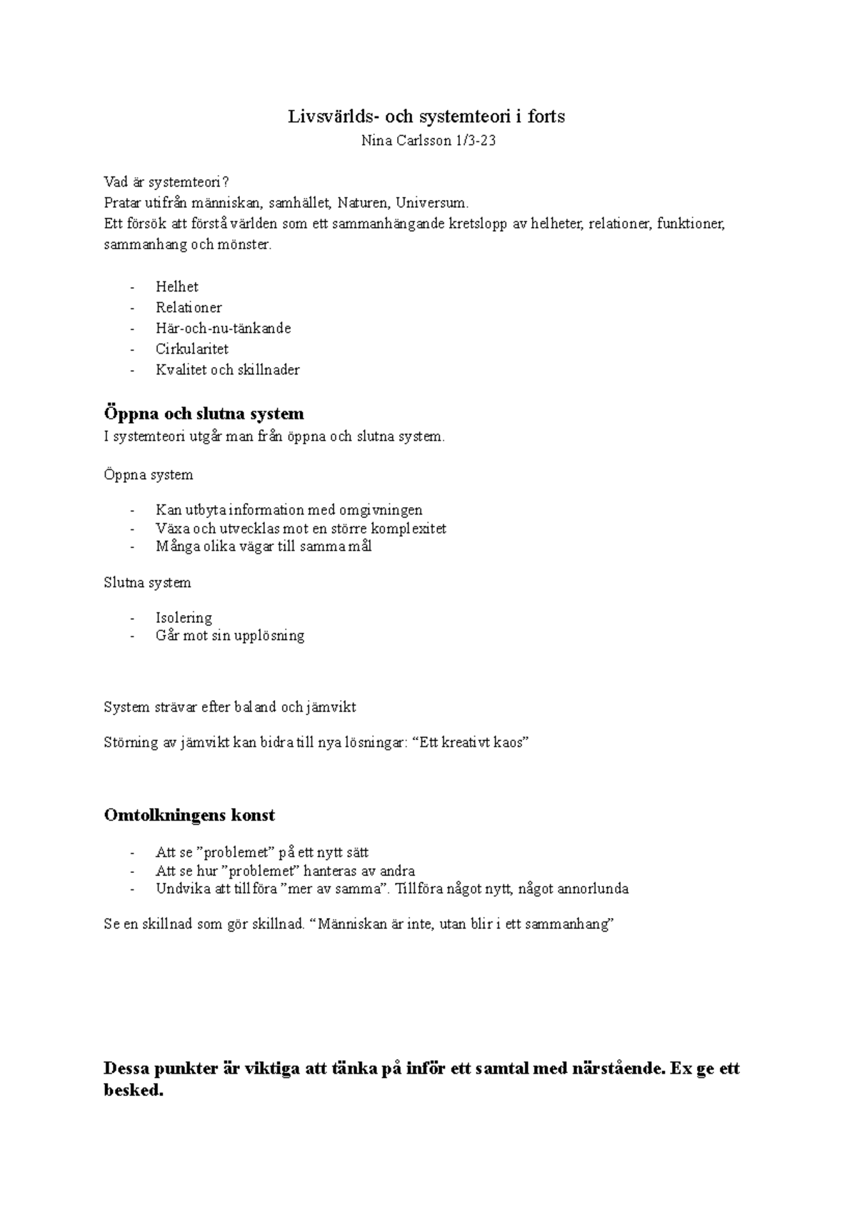 Livsvärlds- och systemteori i forts 1 3 - Livsvärlds- och systemteori i ...