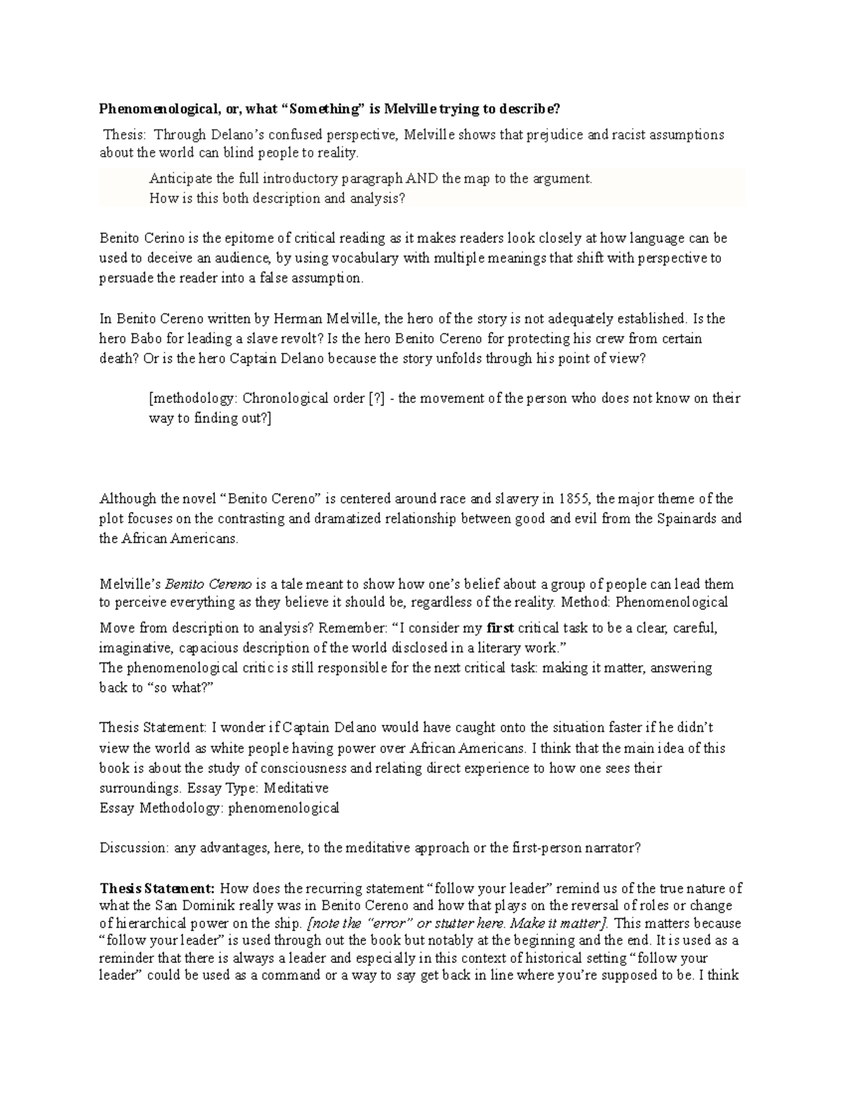 Writing Group A Thesis Statements First Draft - Phenomenological, or ...