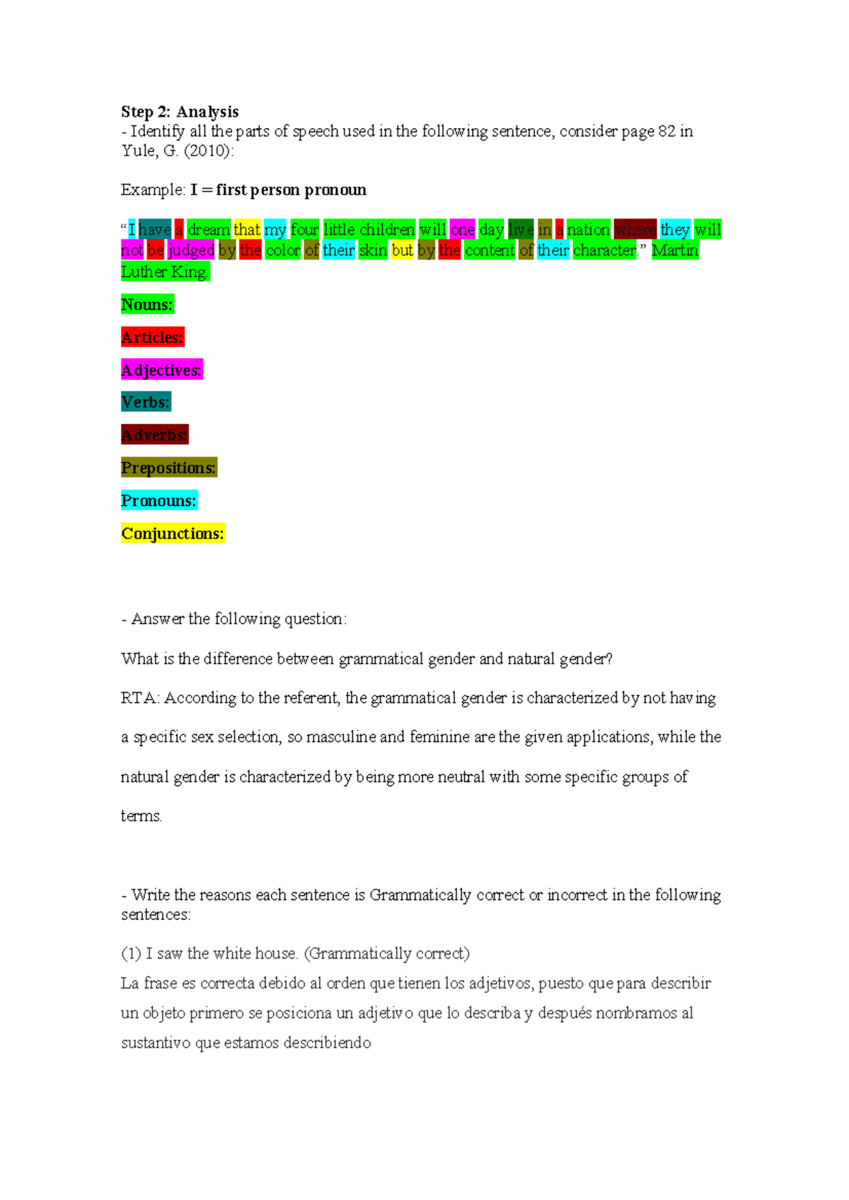 Step 2 - Resumen introduction to linguistics - Step 2: Analysis ...