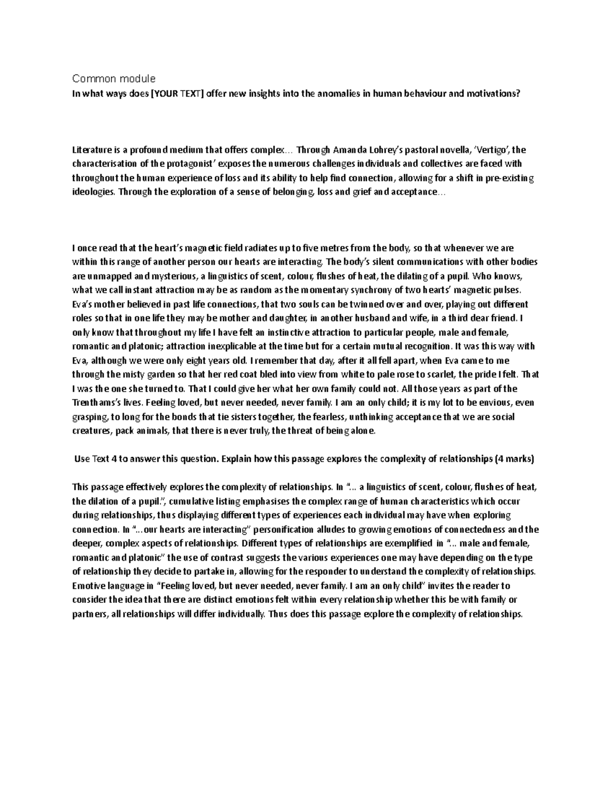 English study - Common module In what ways does [YOUR TEXT] offer new ...
