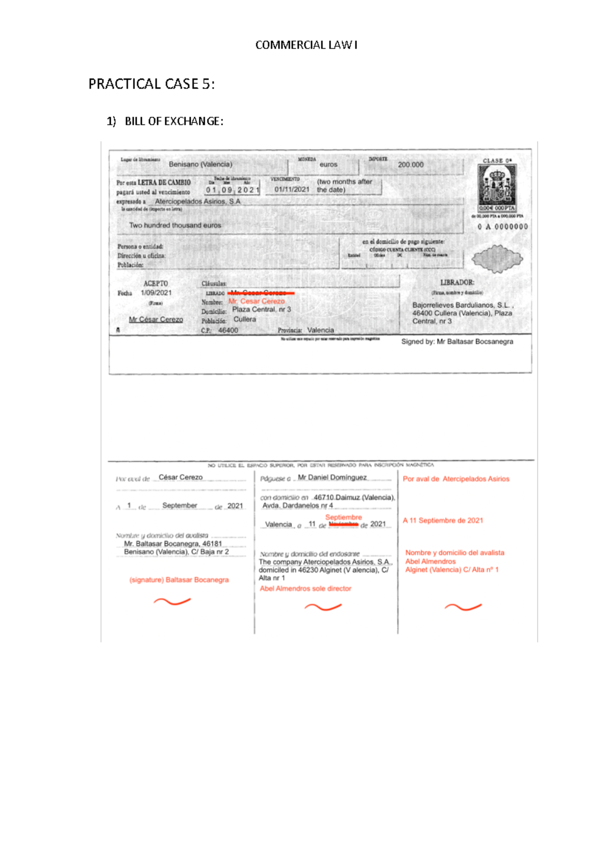 Practical CASE 5 - Caso practico 5 corregido en clase - COMMERCIAL LAW ...