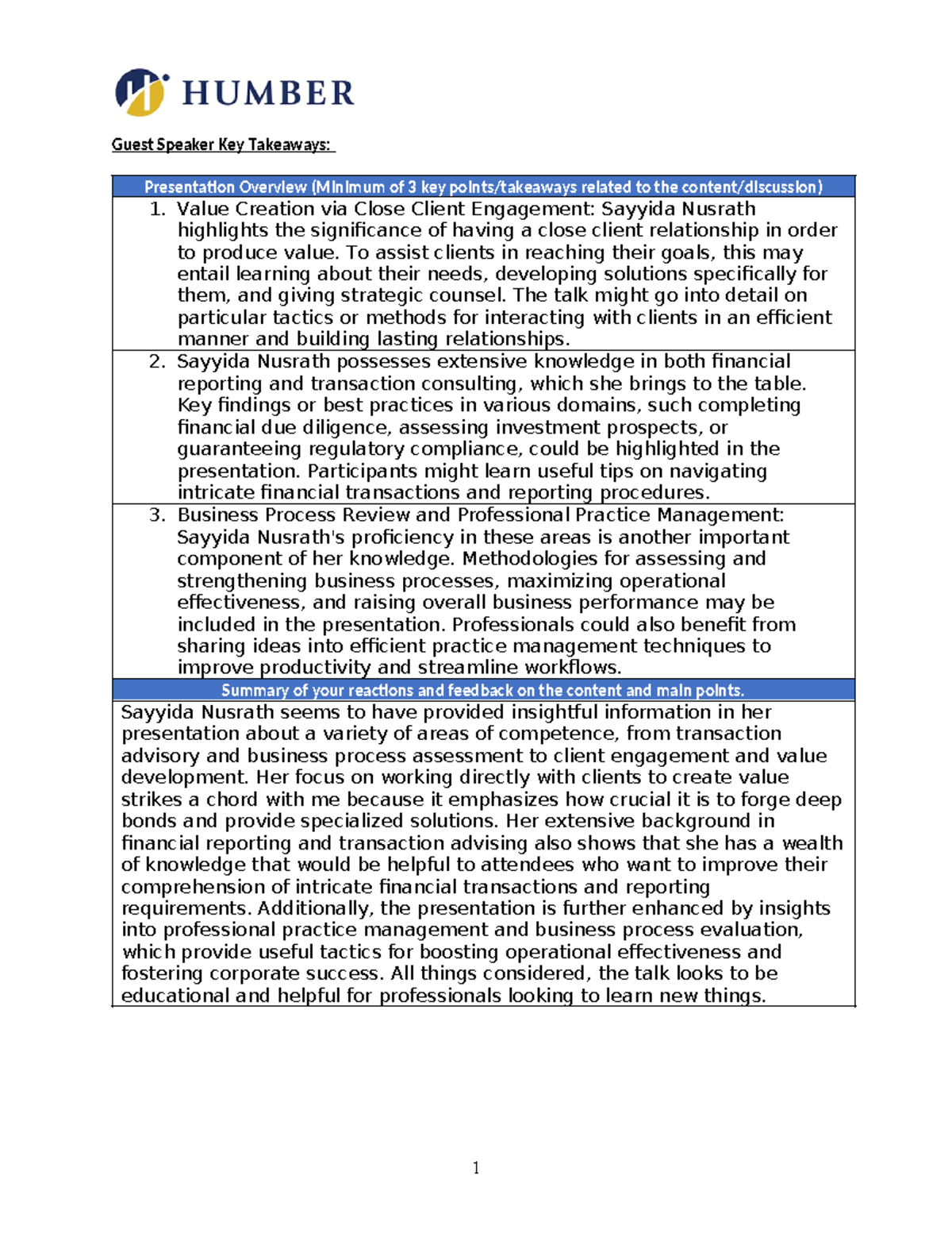 Guest Speaker 2 Reflection Report - Tanmay Shyamani - Guest Speaker Key ...