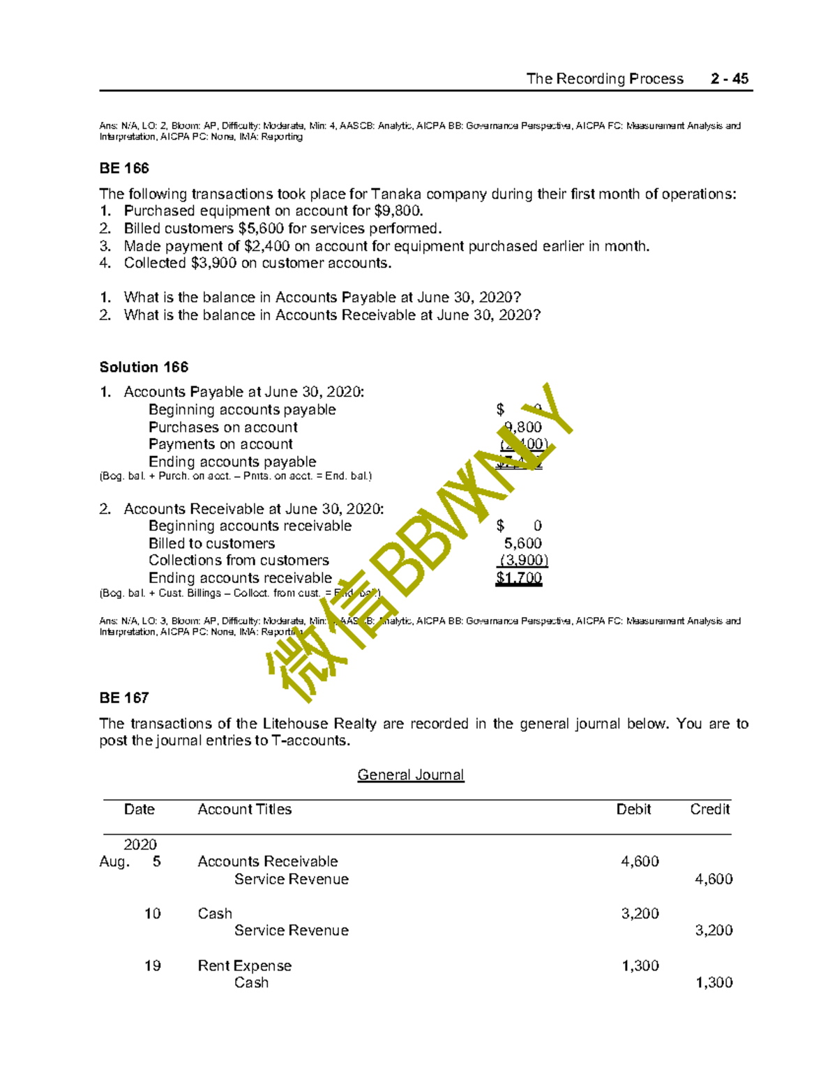 Accounting principles 14th edition by weygandt tb 138 - The Recording ...