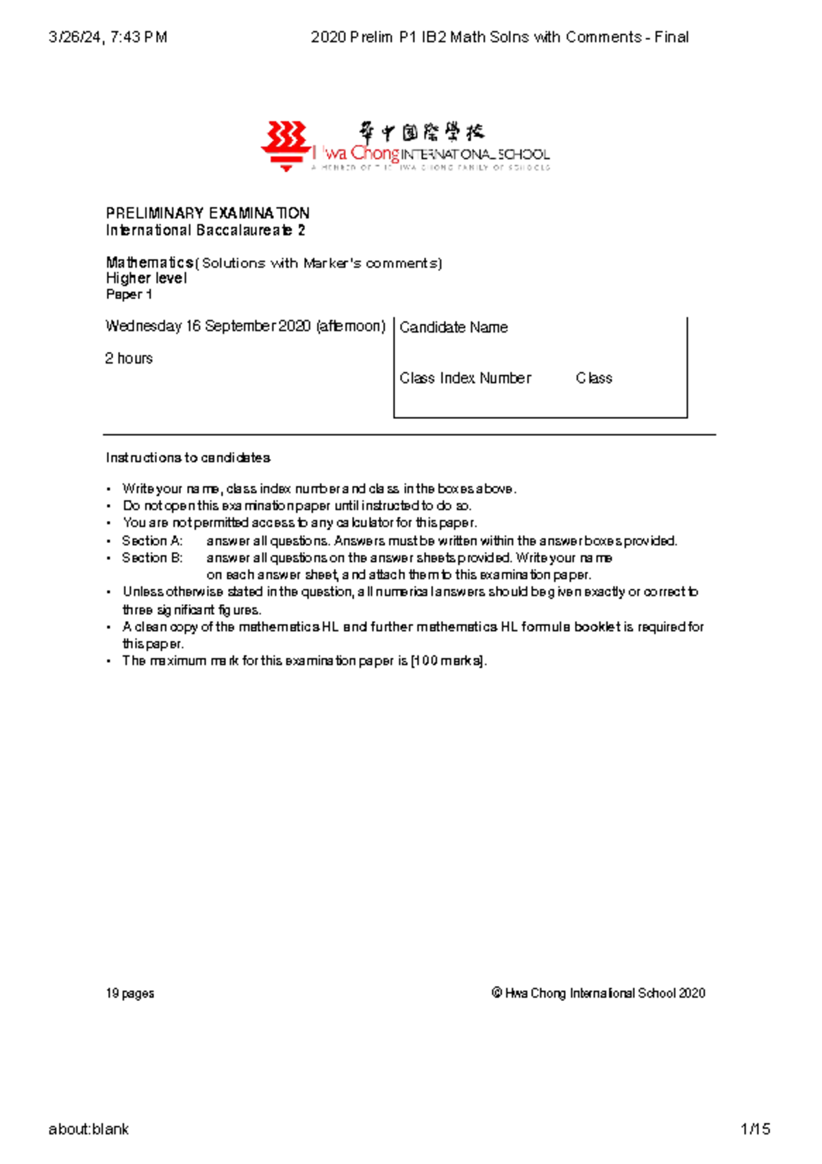 Angrpoagnergae - NIL - ####### PRELIMINARY EXAMINATION International ...