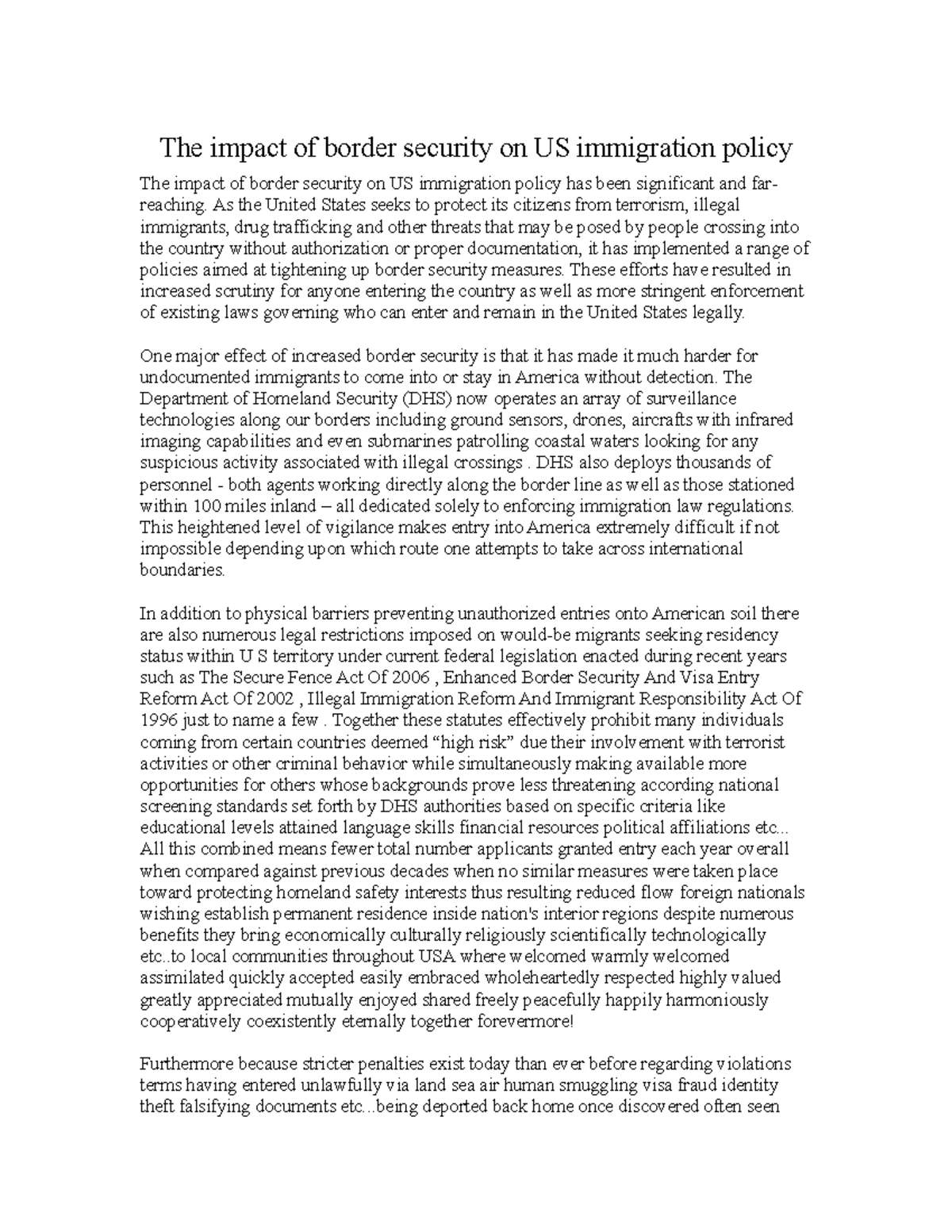 The impact of border security on US immigration policy - As the United ...