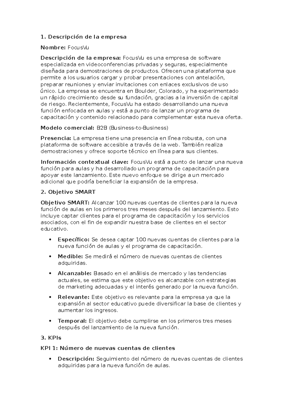 Zulema Rojas trabb kpi - apunt - 1. Descripción de la empresa Nombre ...