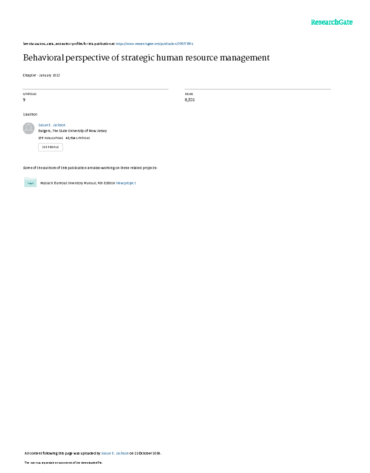 Behavioral Perspectiveof Strategic Human Resource Management-Encyc ...