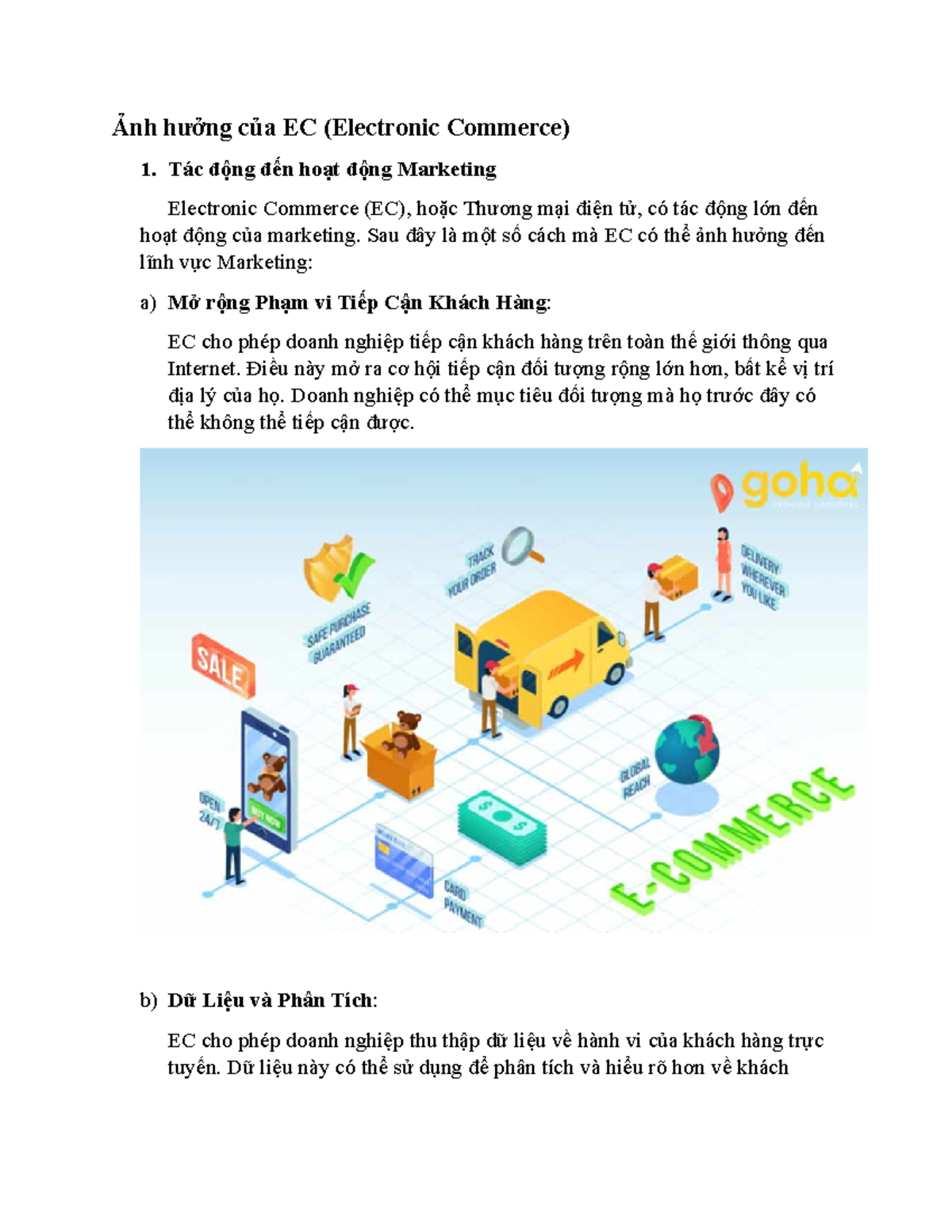 Ảnh hưởng của EC - Ảnh hưởng của EC (Electronic Commerce) Tác động đến hoạt động Marketing - Studocu