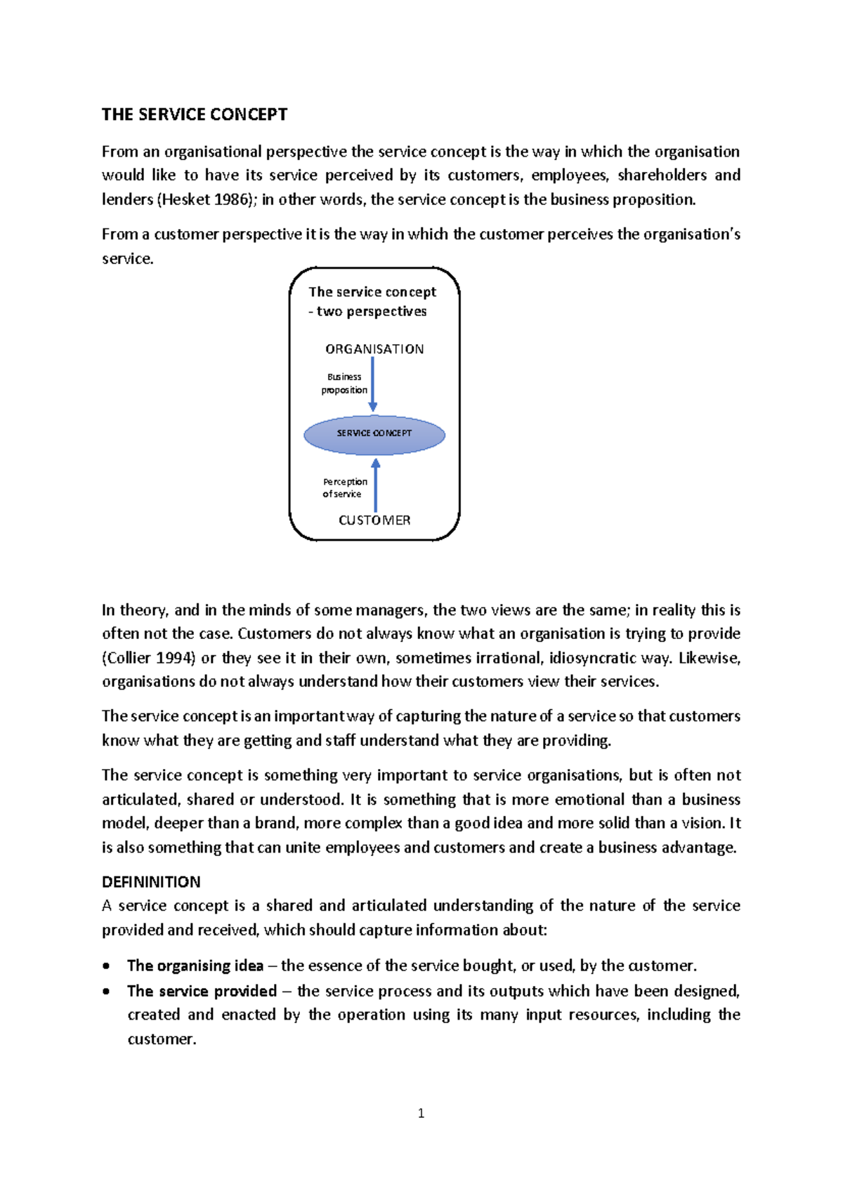 Service Concept - THE SERVICE CONCEPT From an organisational ...