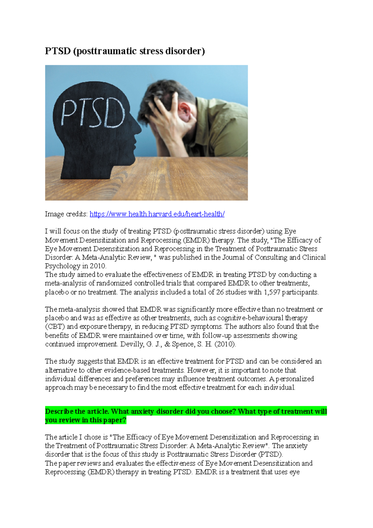 4241 assignment 3a - PTSD (posttraumatic stress disorder) Image credits ...