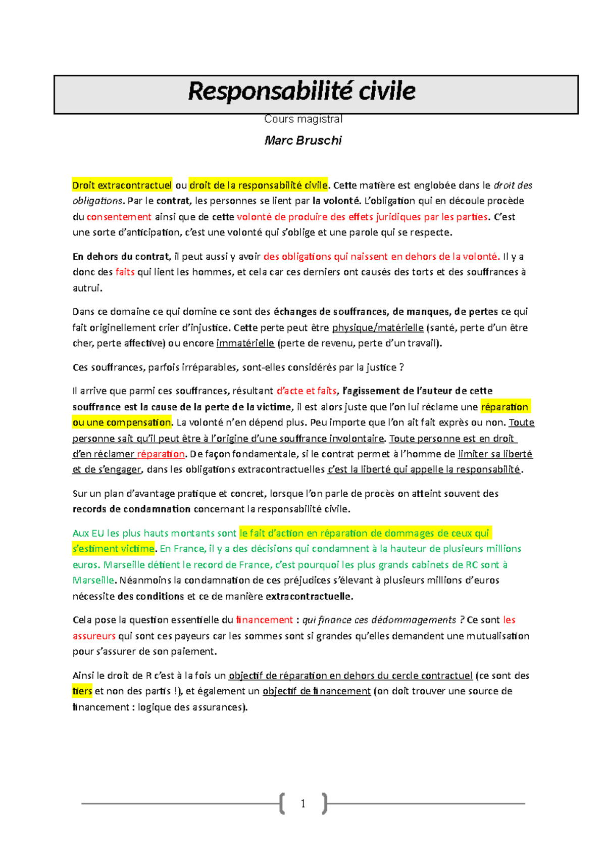 Cours 2A - Responsabilité civile CM - Responsabilité civile Cours ...