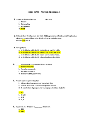 IDB Group Assignment PART 1 - GROUP ASSIGNMENT PART 1 CT042-3-1-IDB INTRODUCTION TO DATABASE ...