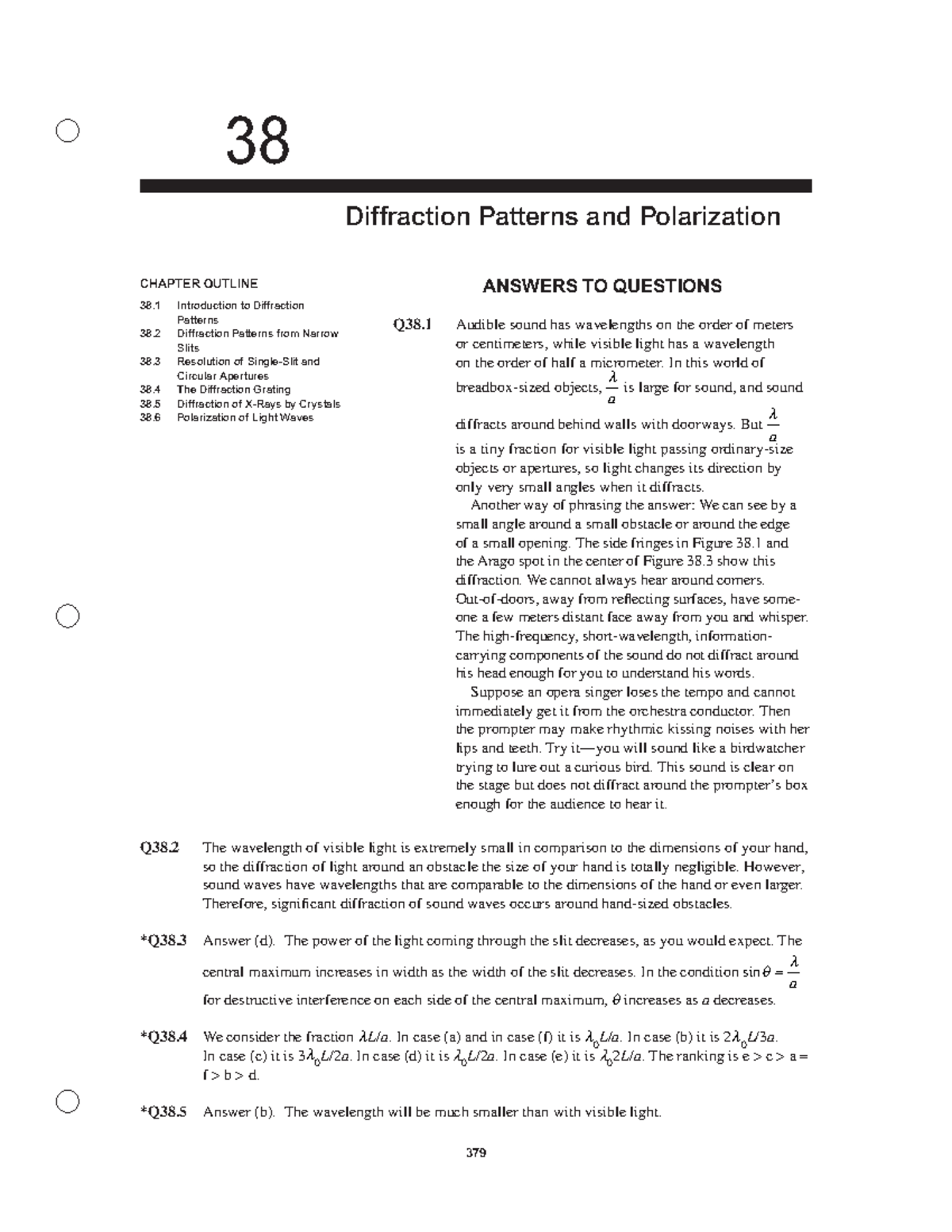 SM chapter 38 - fisica - 38 Diffraction Patterns and Polarization CHAPTER OUTLINE 38 ...
