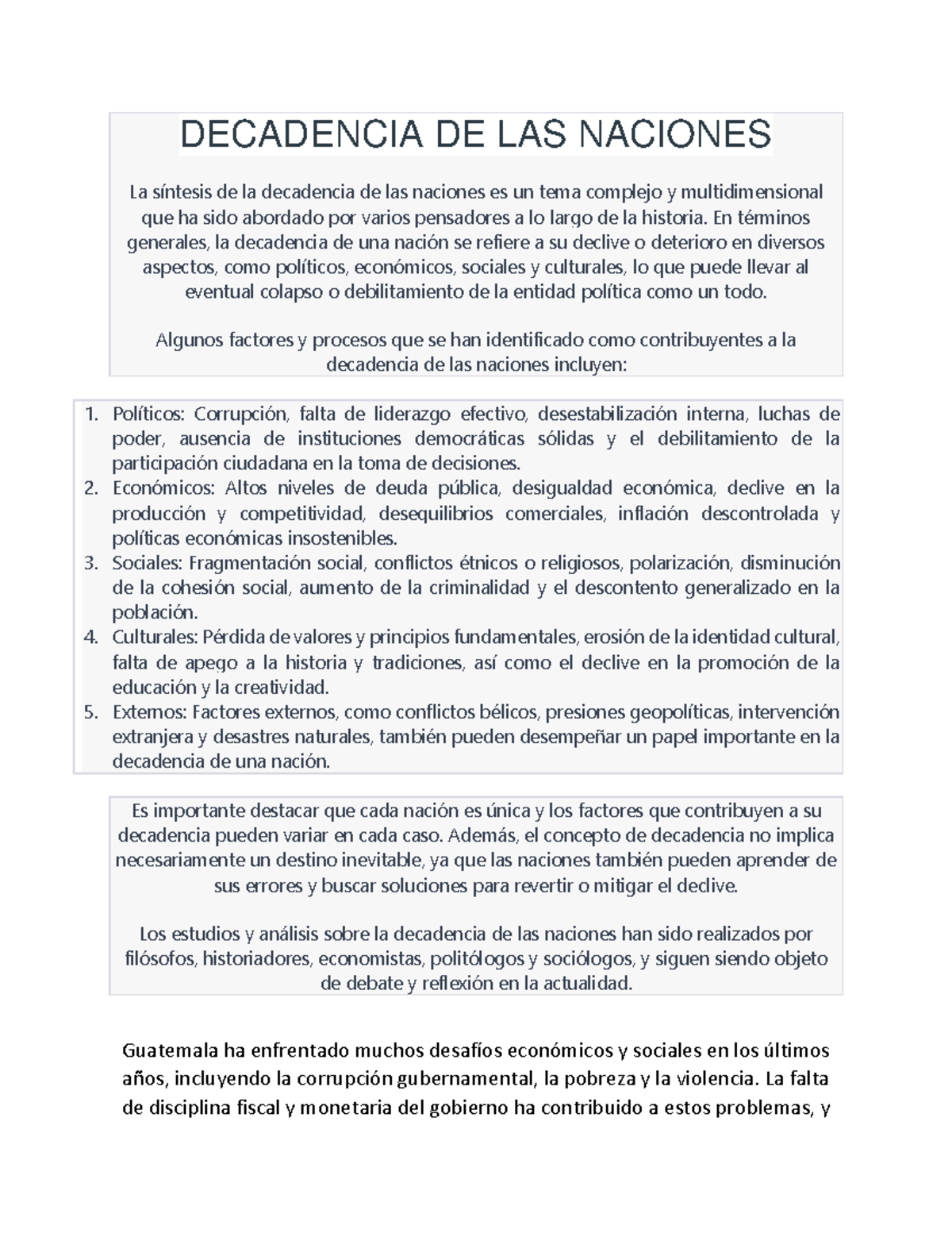 Decadencia DE LAS Naciones - DECADENCIA DE LAS NACIONES La sÌntesis de ...