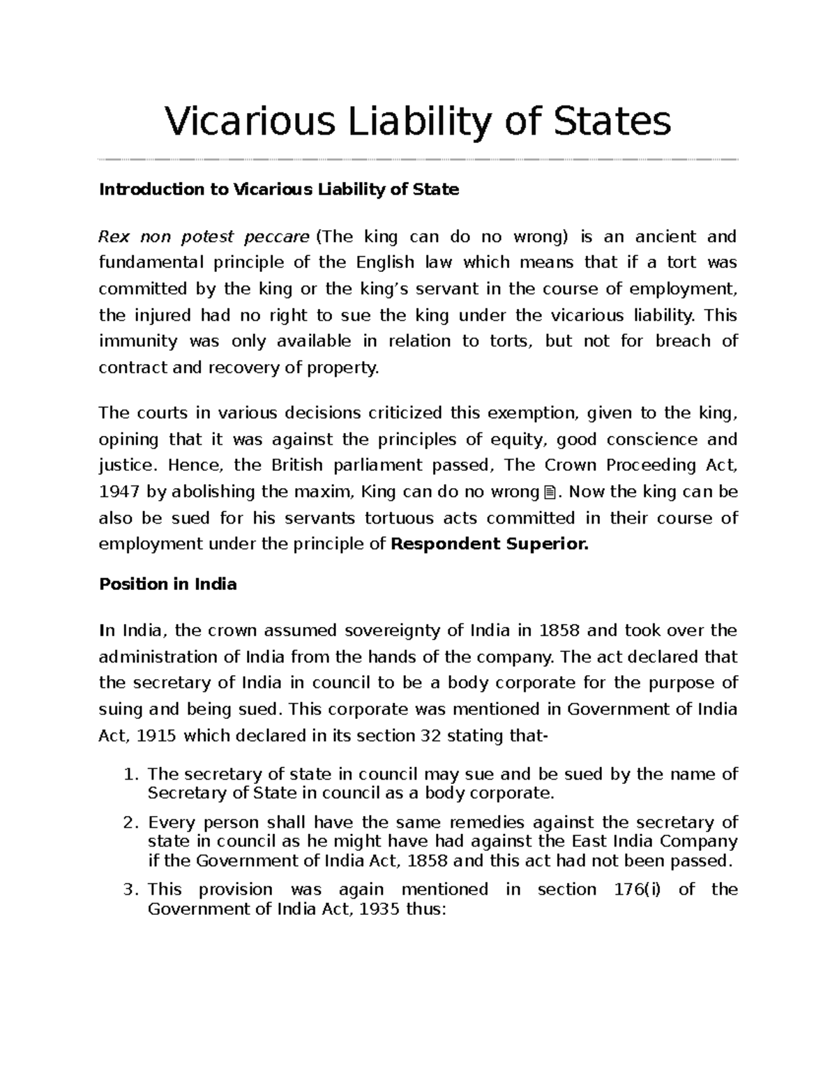 CH-6 Vicarious Liability of States - Vicarious Liability of States ...