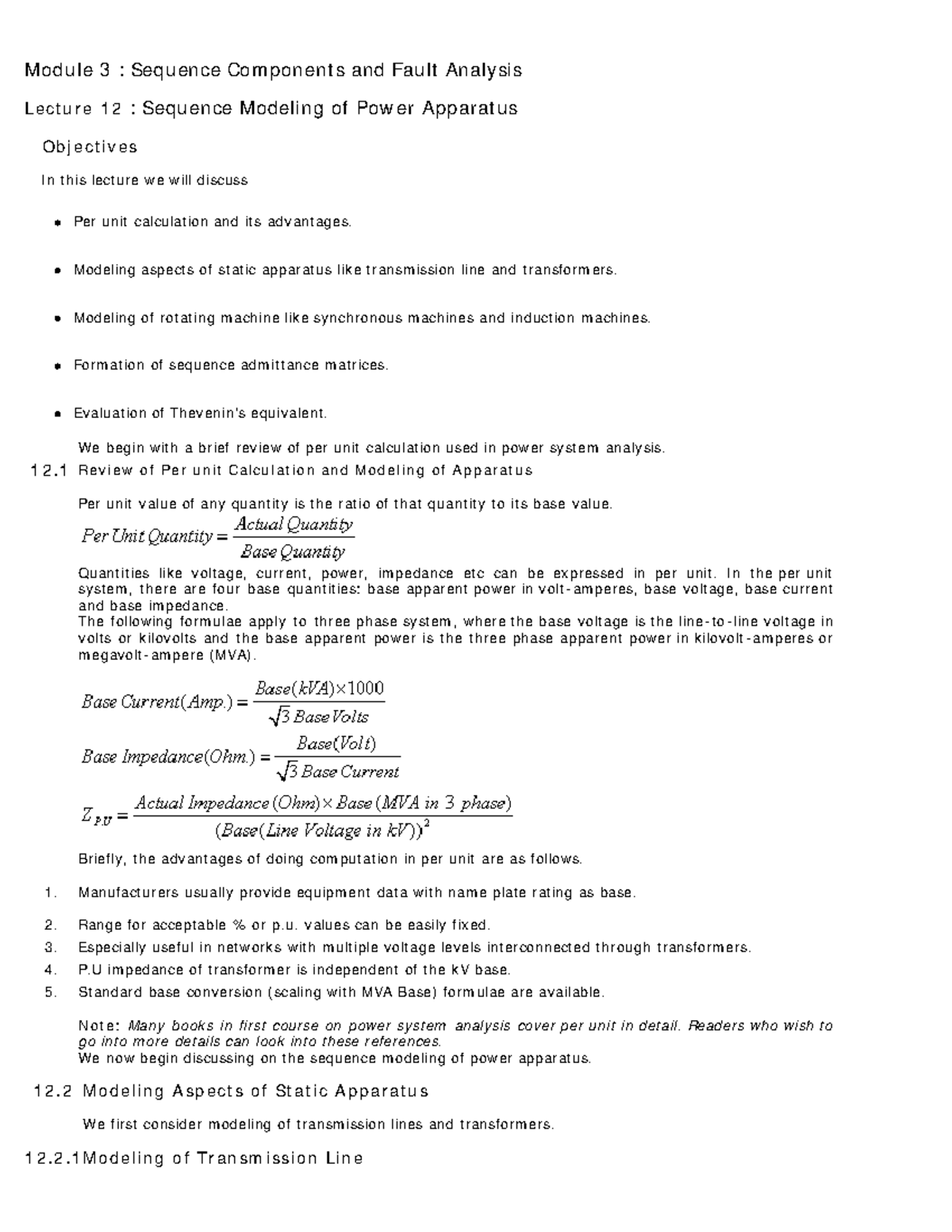 Lecture 12 Sequence Components And Fault Analysis Sequence Modeling