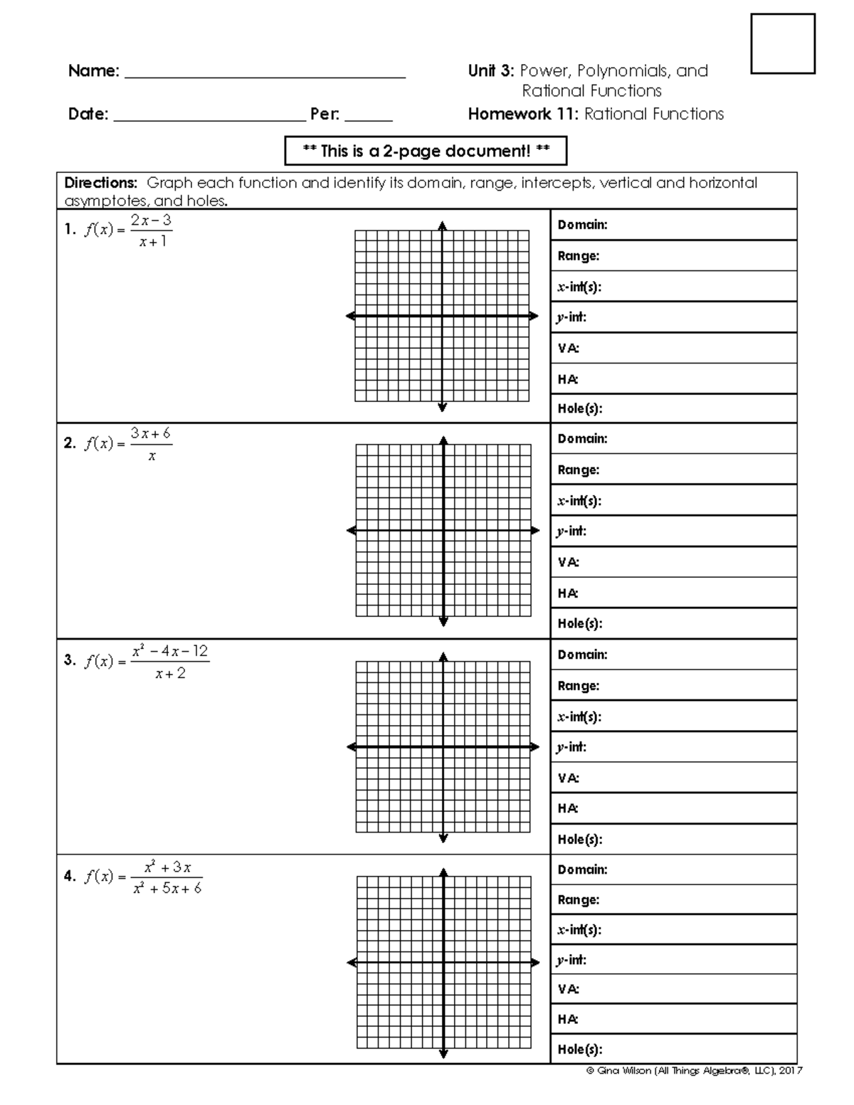 Rational Function HW pg68-69 - Name ...