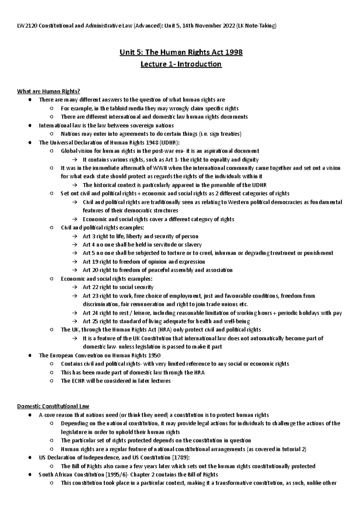 Unit 5 Lecture 1 - LW2120 Constitutional and Administrative Law ...