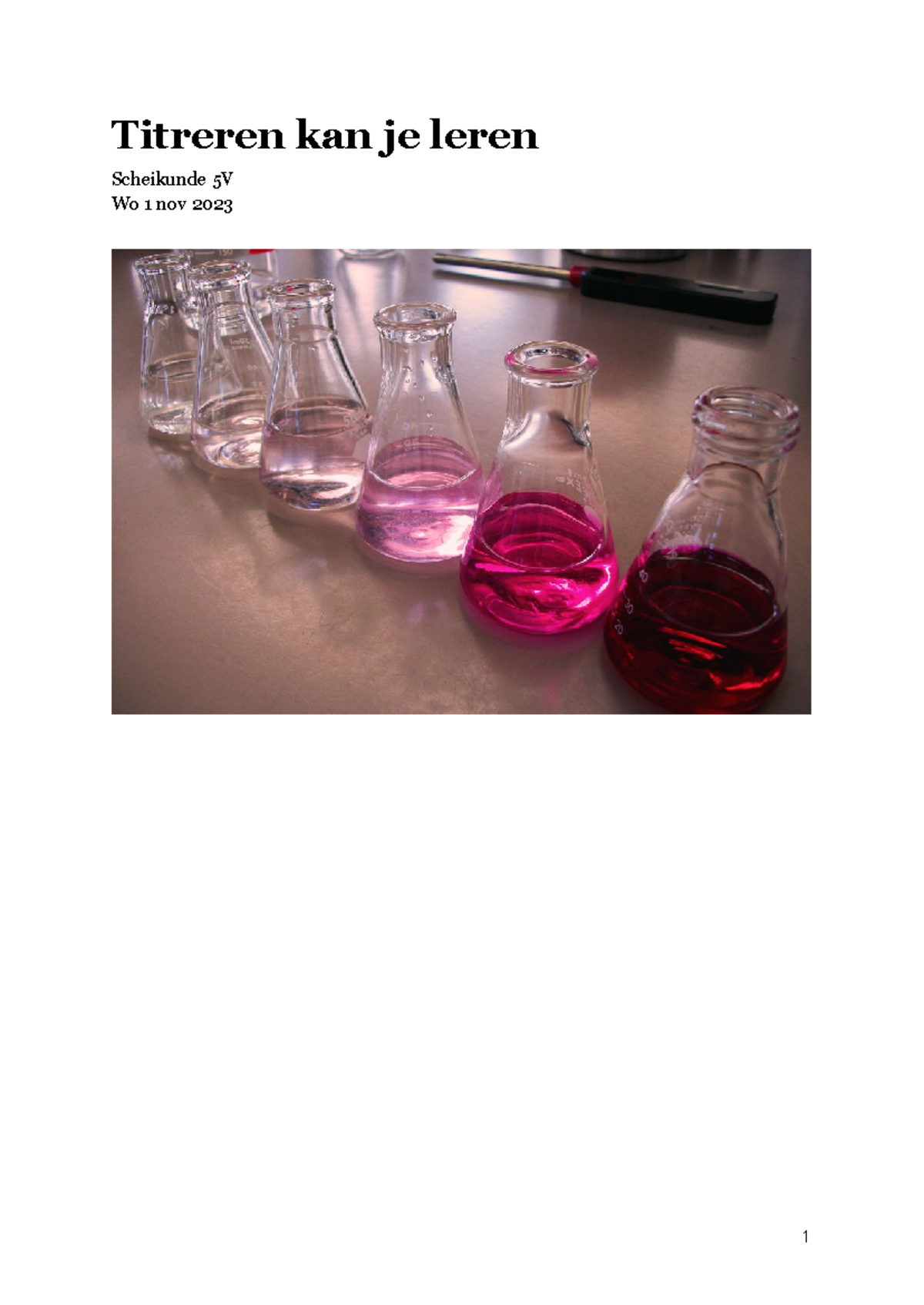 Scheikunded PO titreren - Titreren kan je leren Scheikunde 5V Wo 1 nov ...