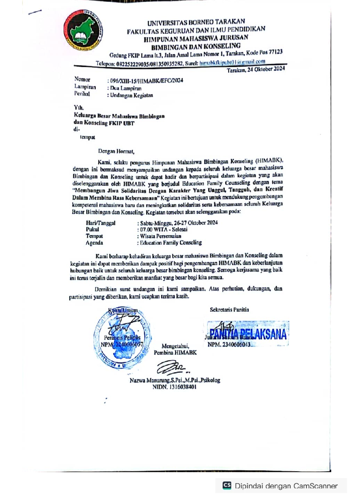 Undangan KBM - kbm - DEPARTMENT UNIVERSITAS BORNEO TARAKAN FAKULTAS ...